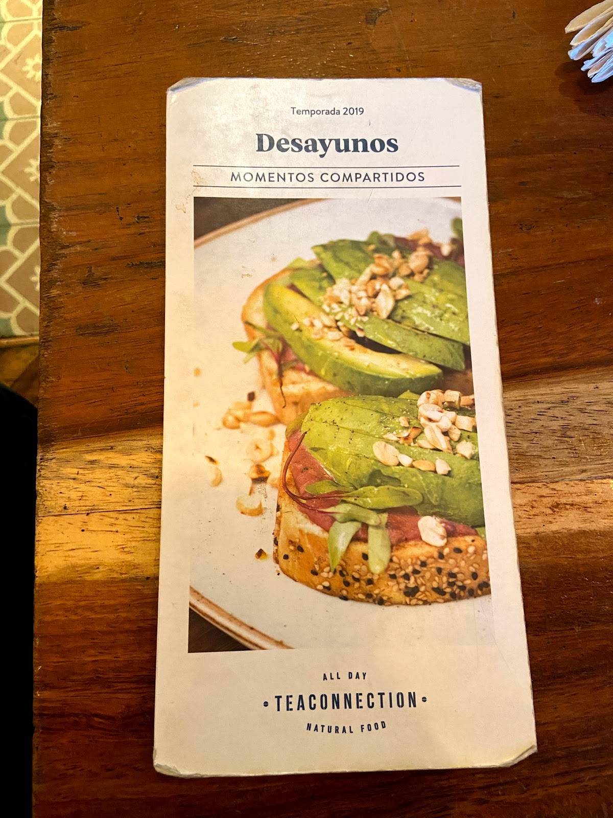 Carta de cafetería Tea Connection, Ciudad de México, Av México 123