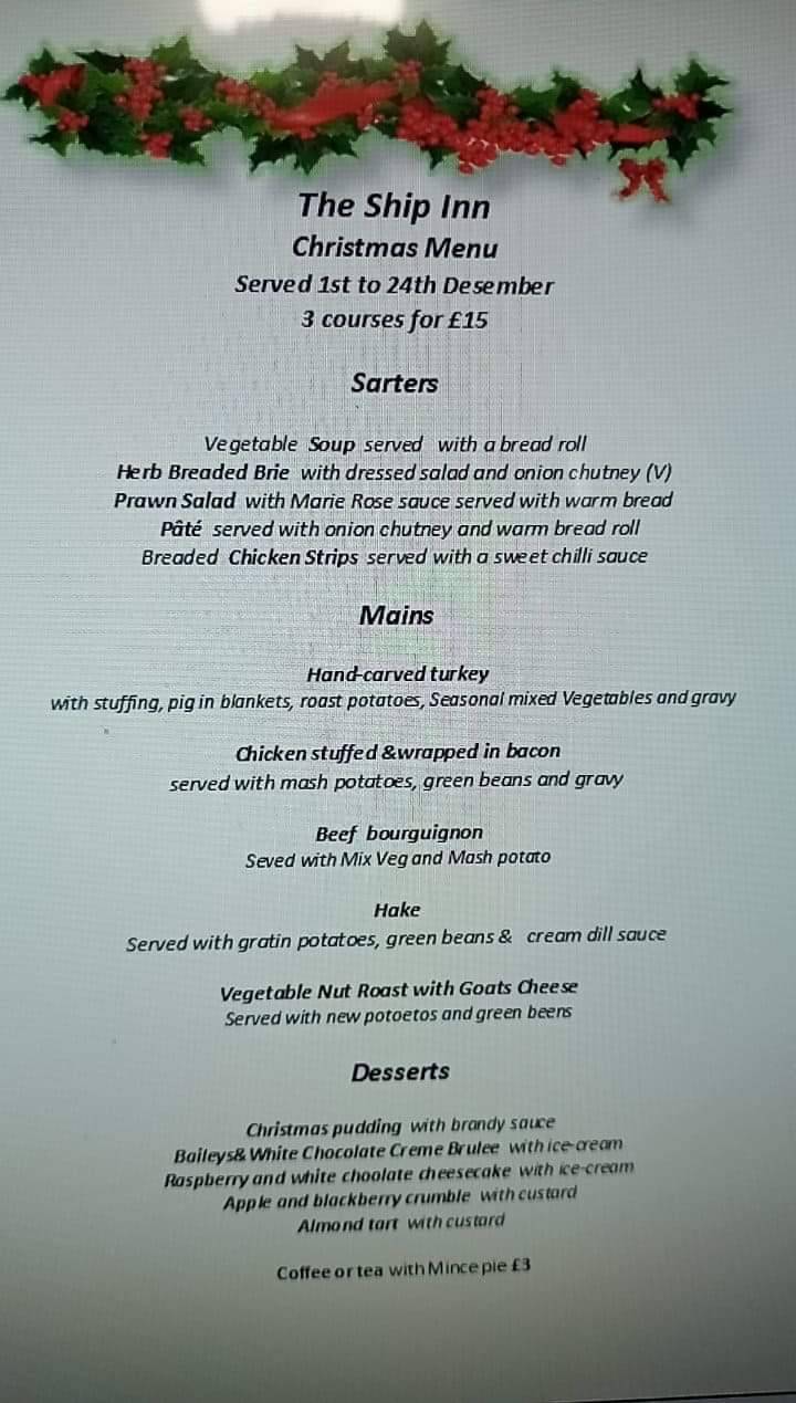 Menu at The Ship Inn pub & bar, Tean, Cheadle Rd
