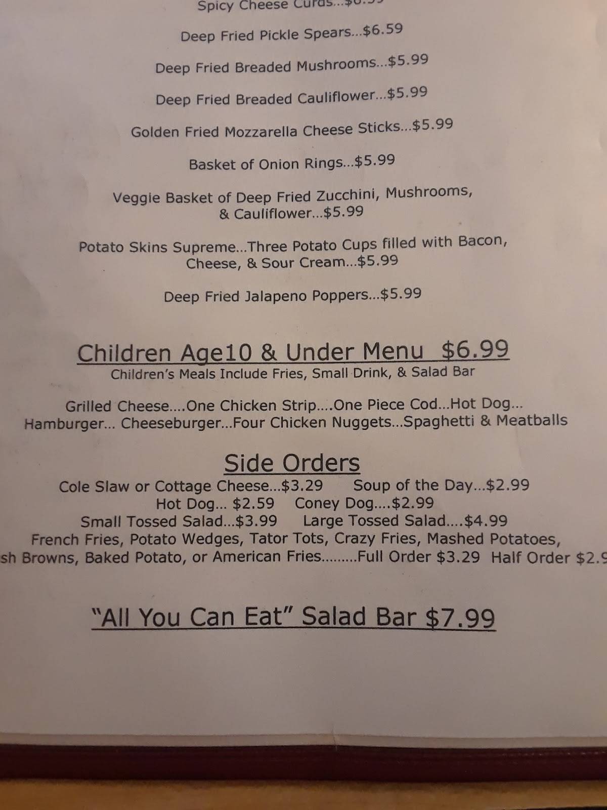 Menu at Teardrop Junction restaurant, Brown City