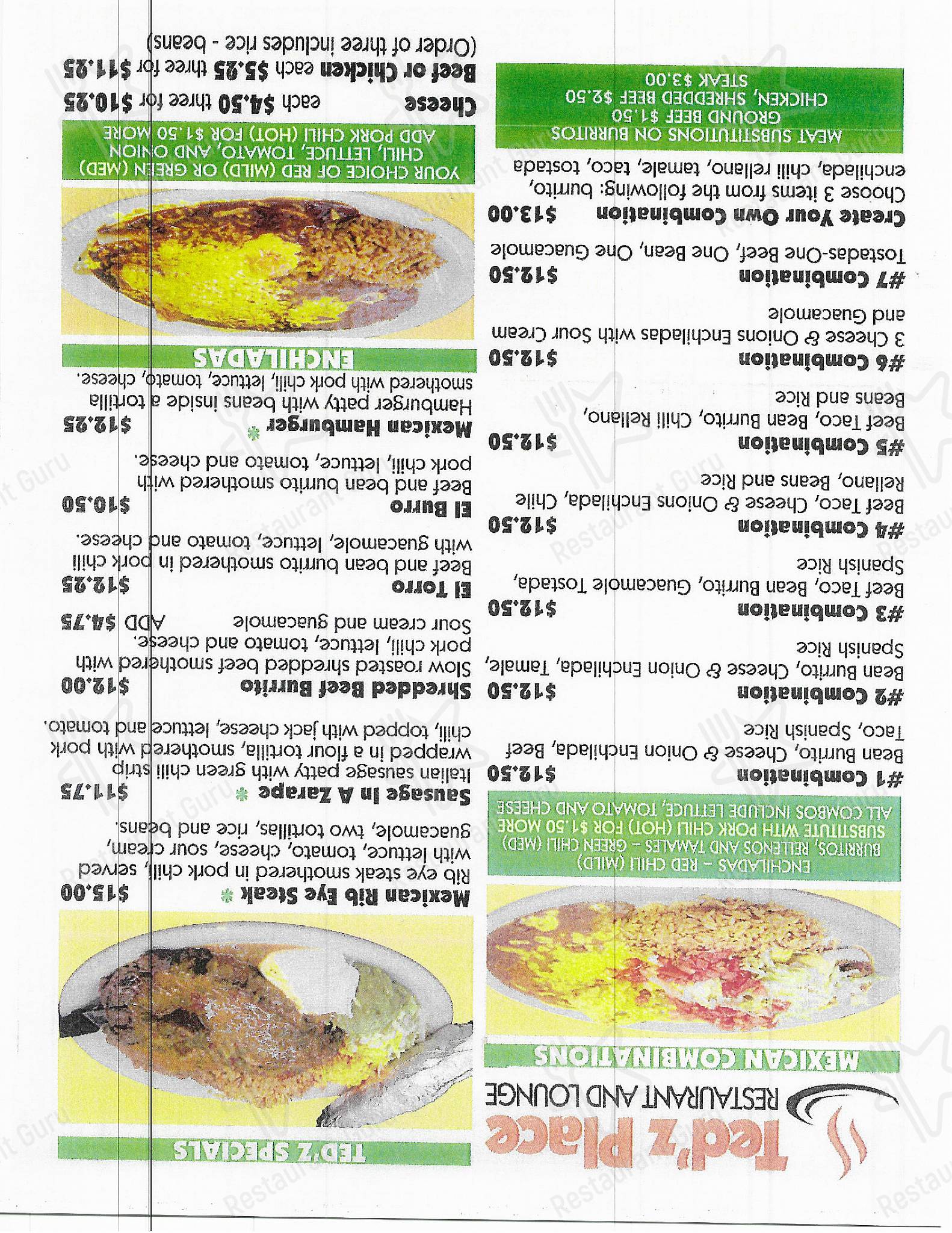 Menu at Ted'z Place Restaurant and Lounge, Commerce City