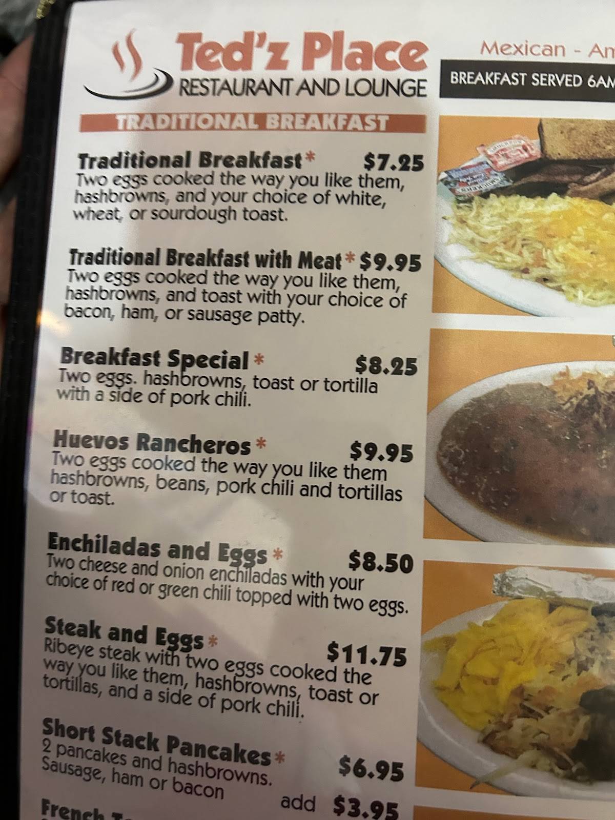 Menu at Ted'z Place Restaurant and Lounge, Commerce City
