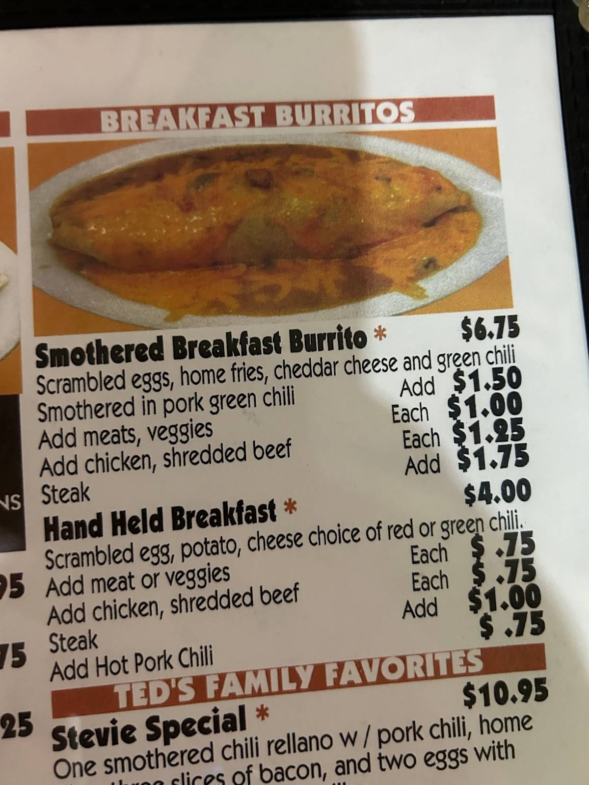 Menu at Ted'z Place Restaurant and Lounge, Commerce City