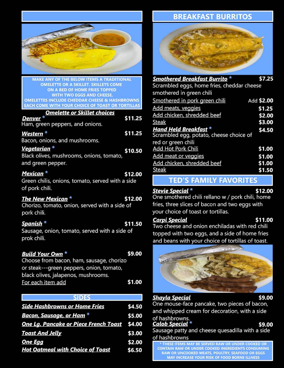 Menu at Ted'z Place Restaurant and Lounge, Commerce City