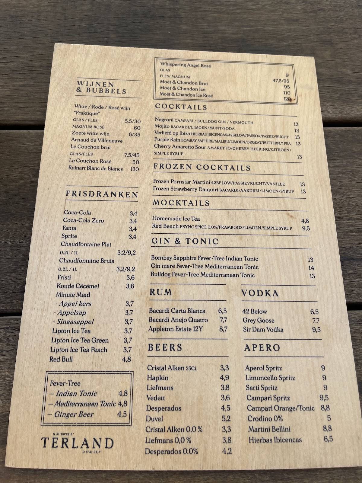 Menu at Terland, Dilsen-Stokkem, Nationaal Parklaan 1