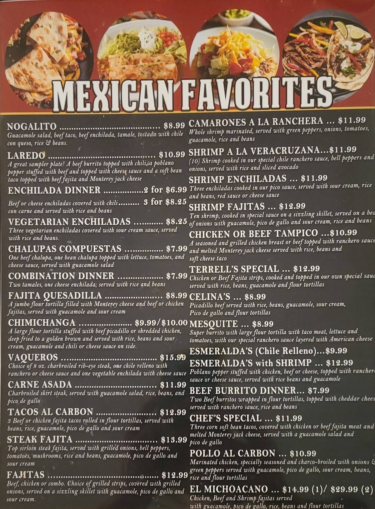 Menu at Terrell Cafe, Terrell, 801 E Moore Ave