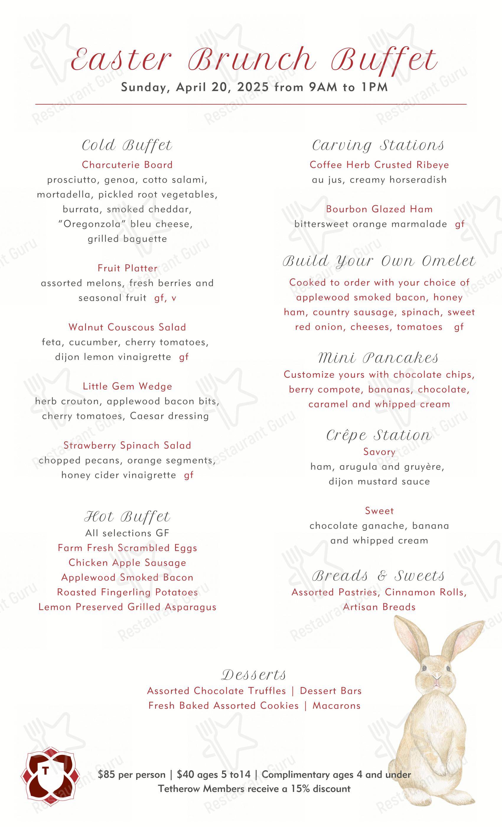 Menu at Tetherow Resort pub & bar, Bend