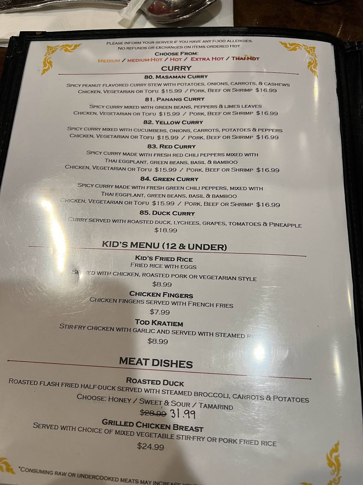 Menu at Thai Connection Columbus, IN restaurant, Columbus