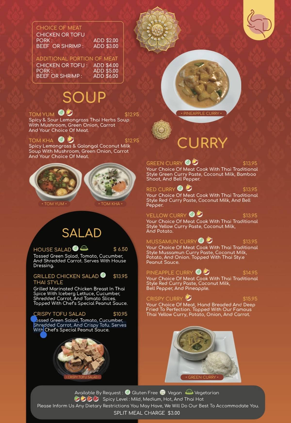 Menu at Thai D'Lish restaurant, Quincy