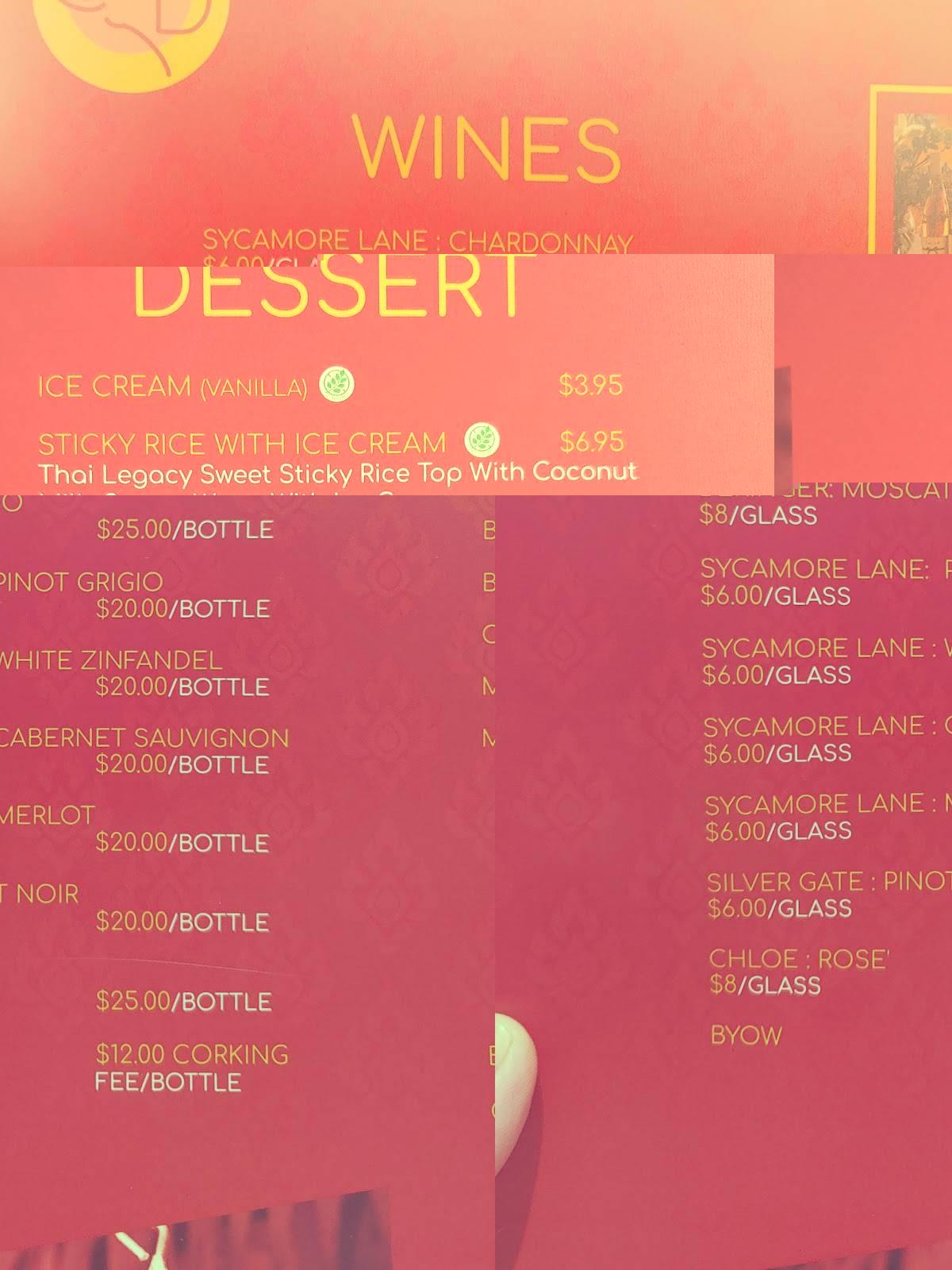 Menu at Thai D'Lish restaurant, Quincy