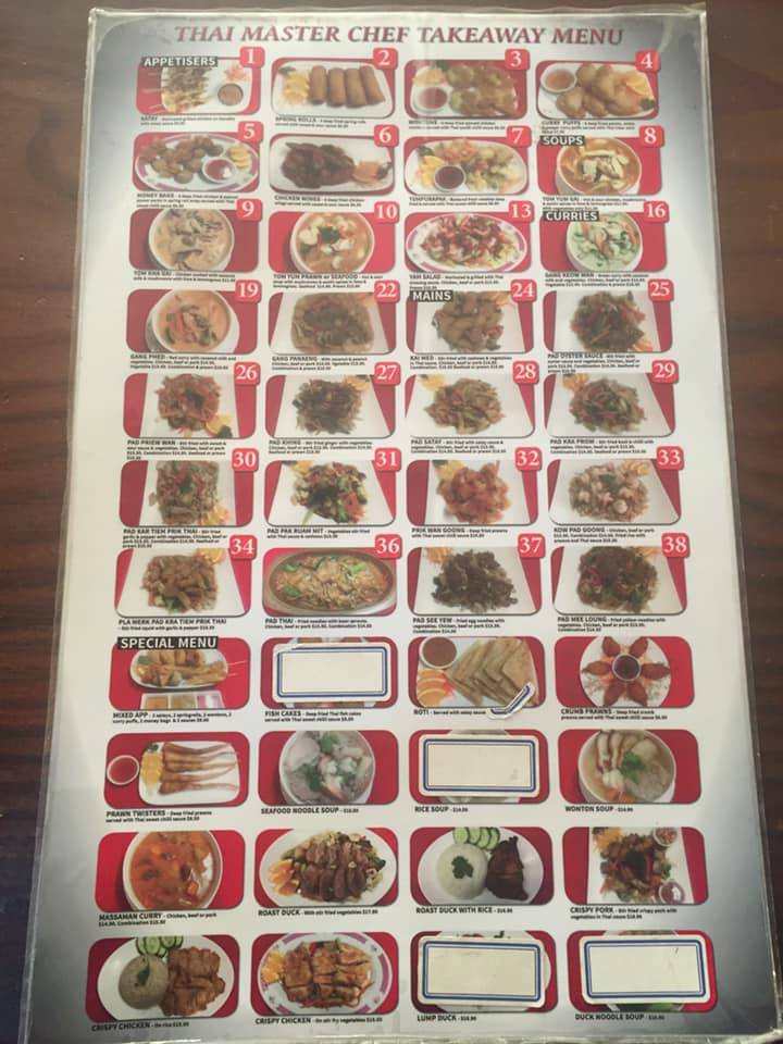 Menu at Thai Master Chef Masterton fast food, Masterton