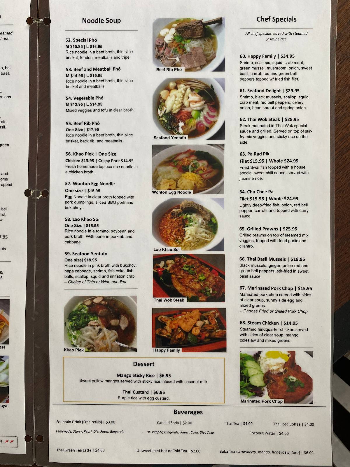 Menu at Thai Wok Street Food restaurant, Burrillville