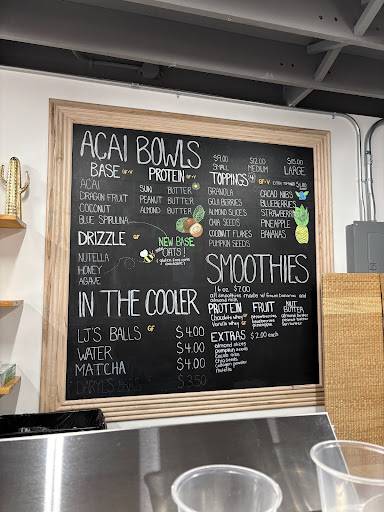 Menu at The Açaí Shack cafe, Amherstburg