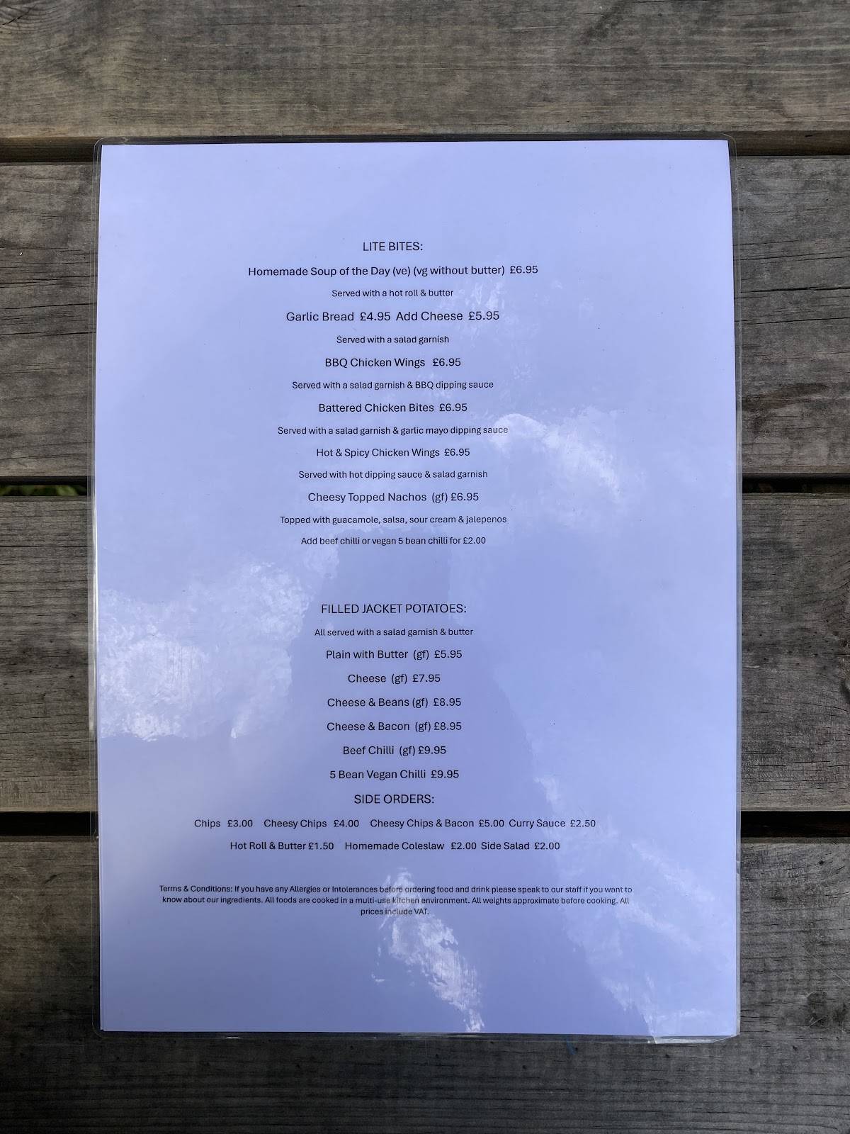 Menu at The Albion Inn pub & bar, Verwood