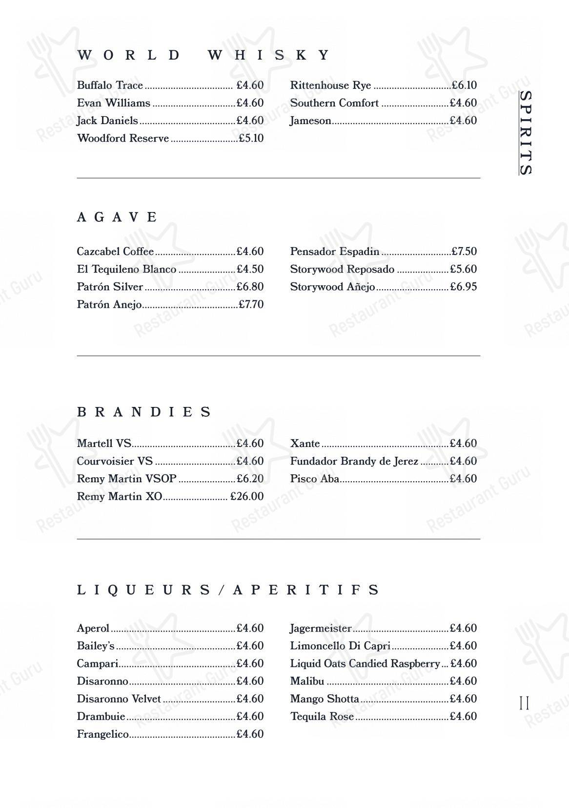 Menu at The Albyn restaurant, Aberdeen