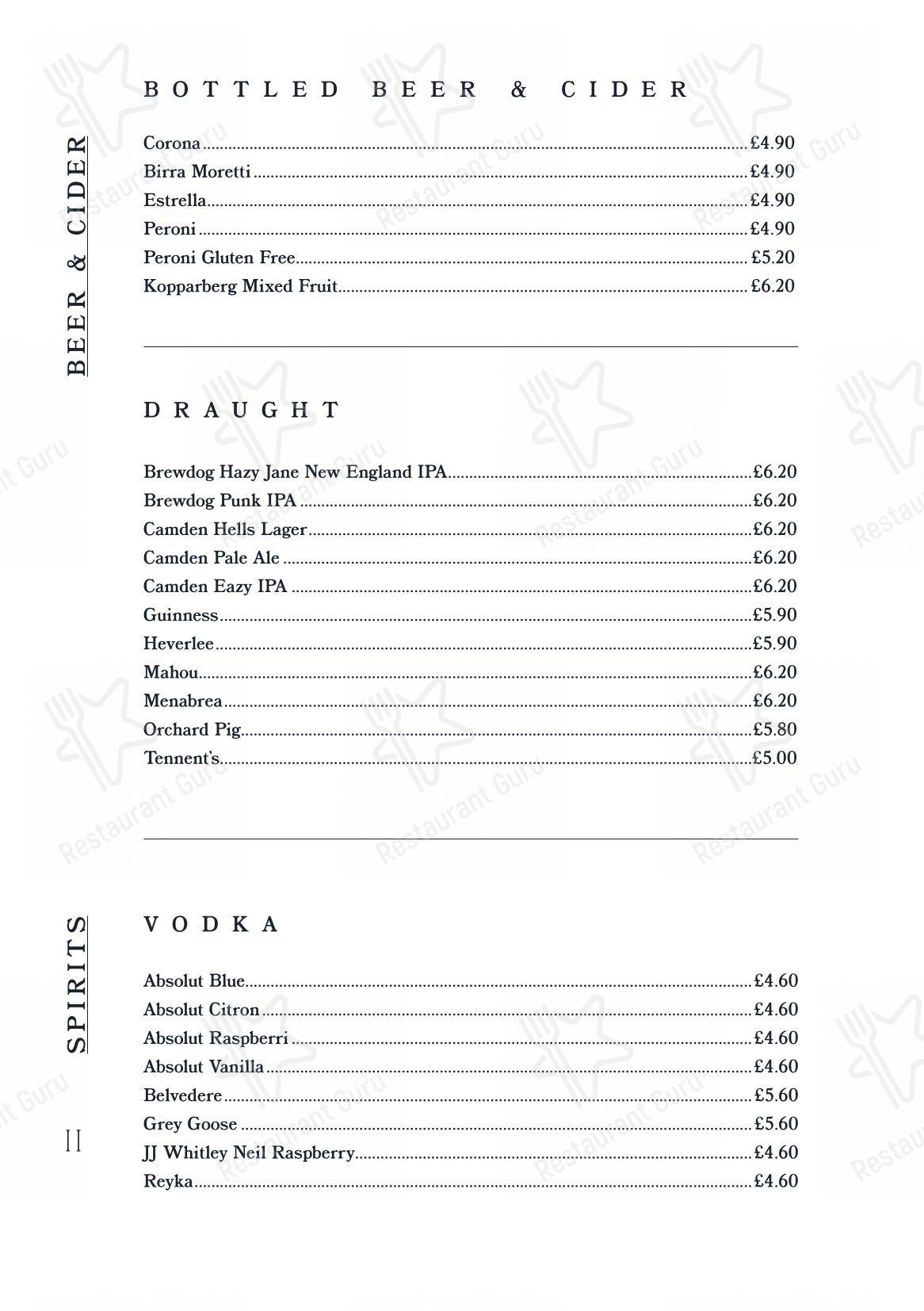 Menu at The Albyn restaurant, Aberdeen