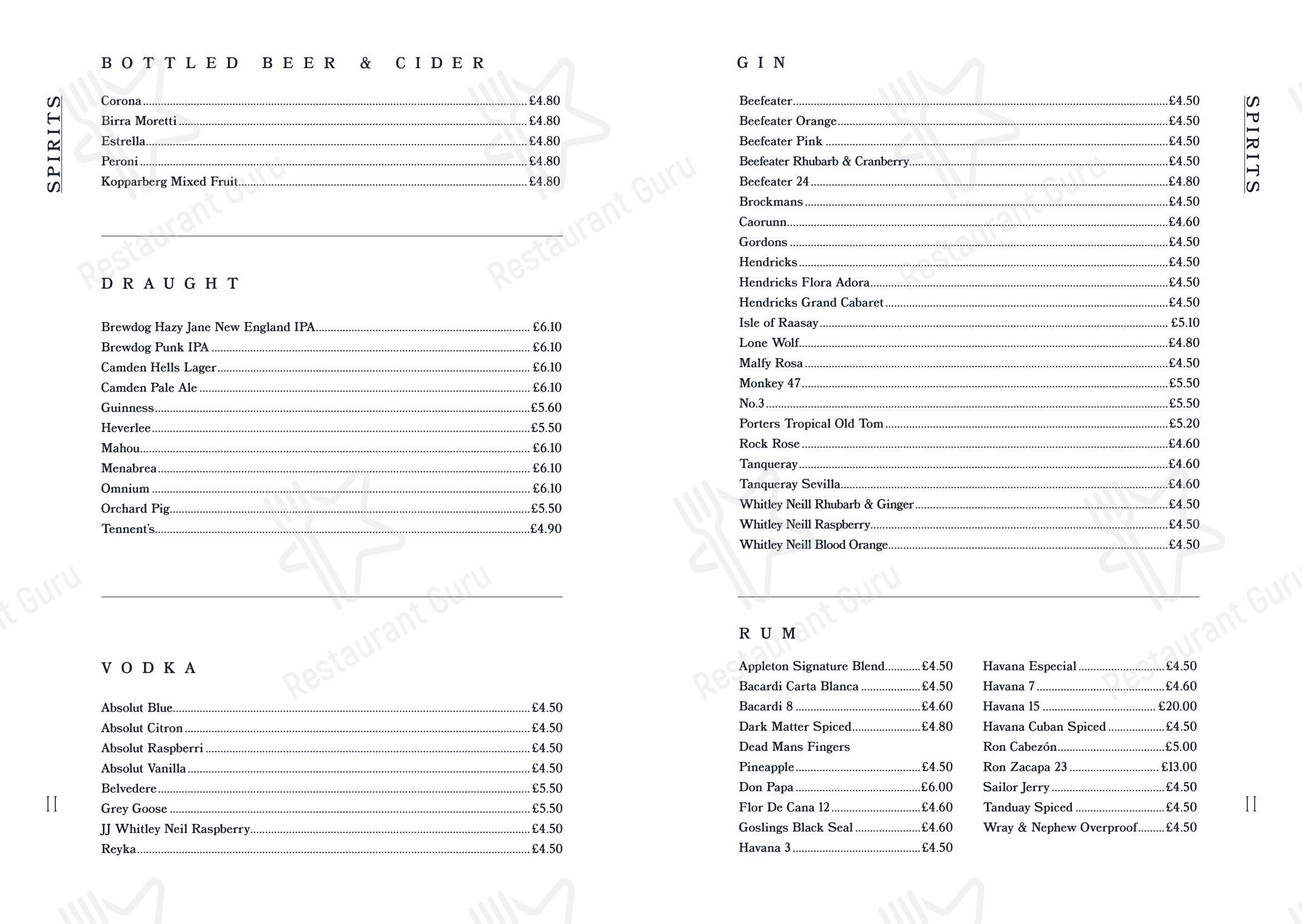 Menu at The Albyn restaurant, Aberdeen