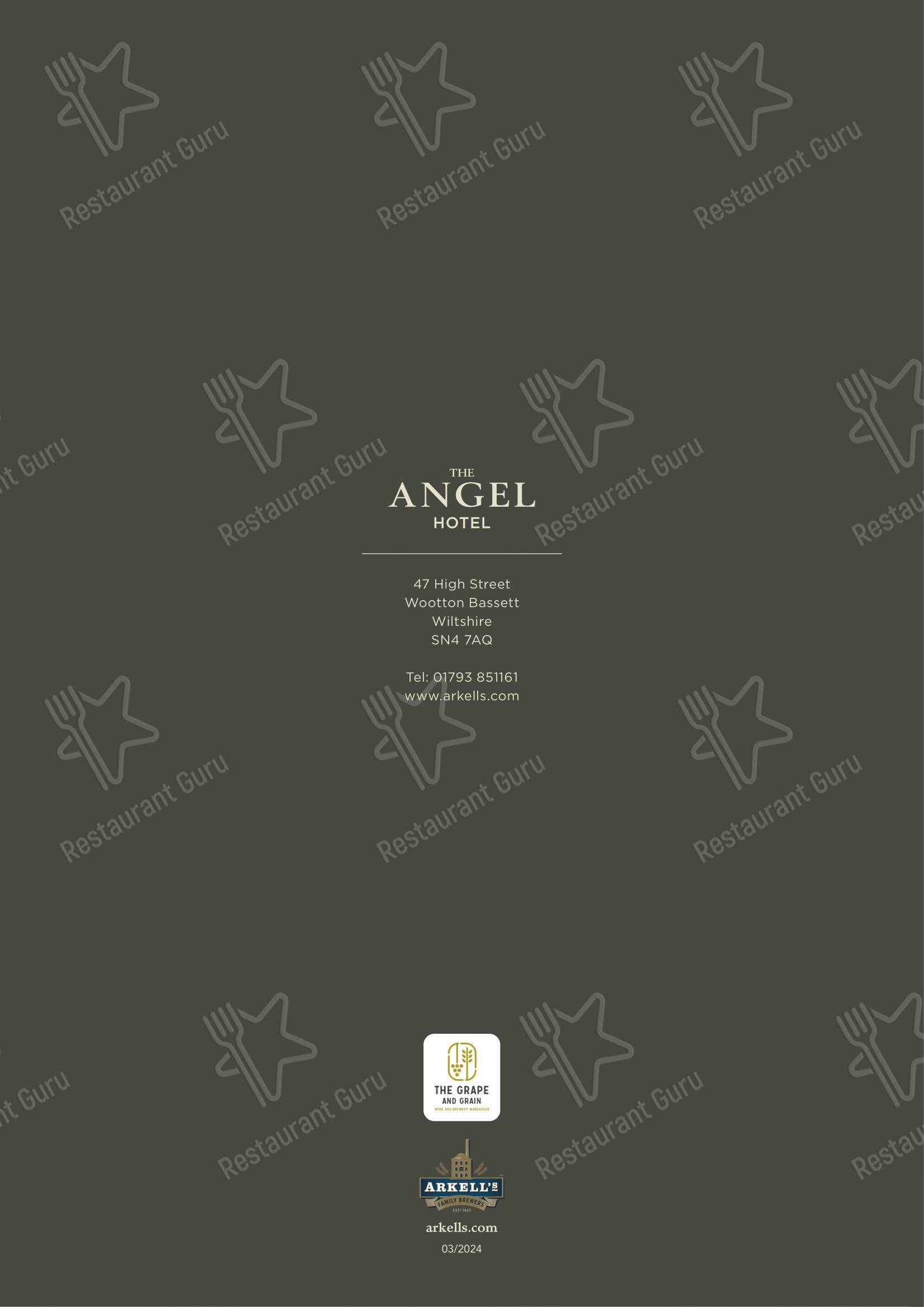 Menu at The Angel Hotel pub & bar, Swindon, 47 High St