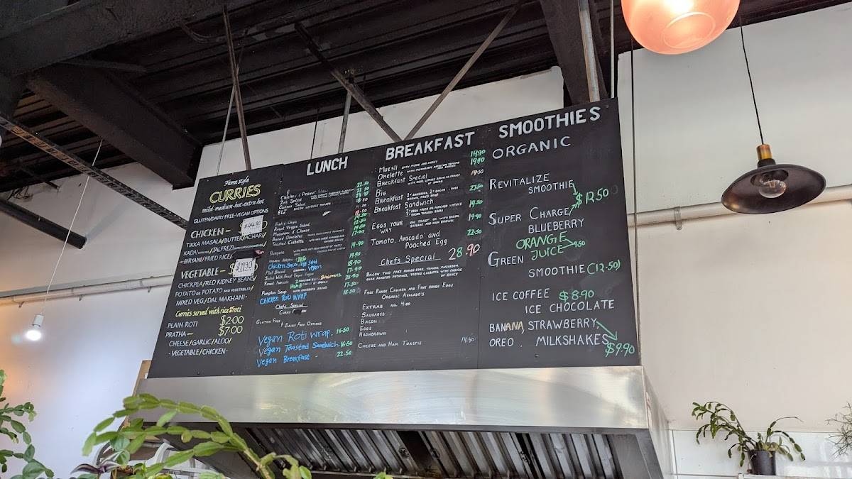 Menu at The Apron Cafe, Christchurch