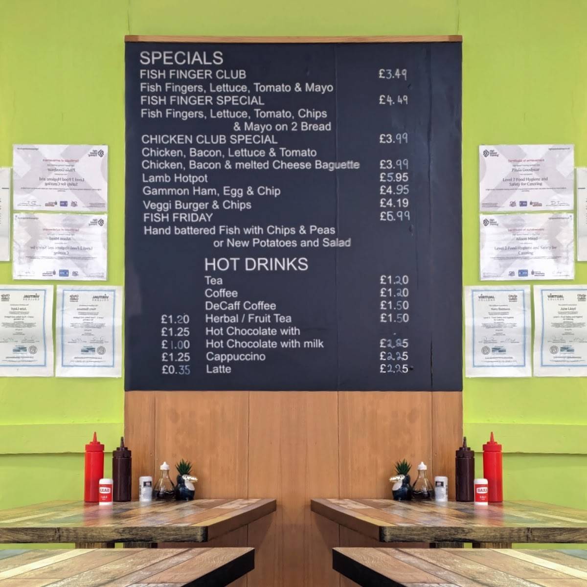 Menu at The Arcade Cafe, Dudley