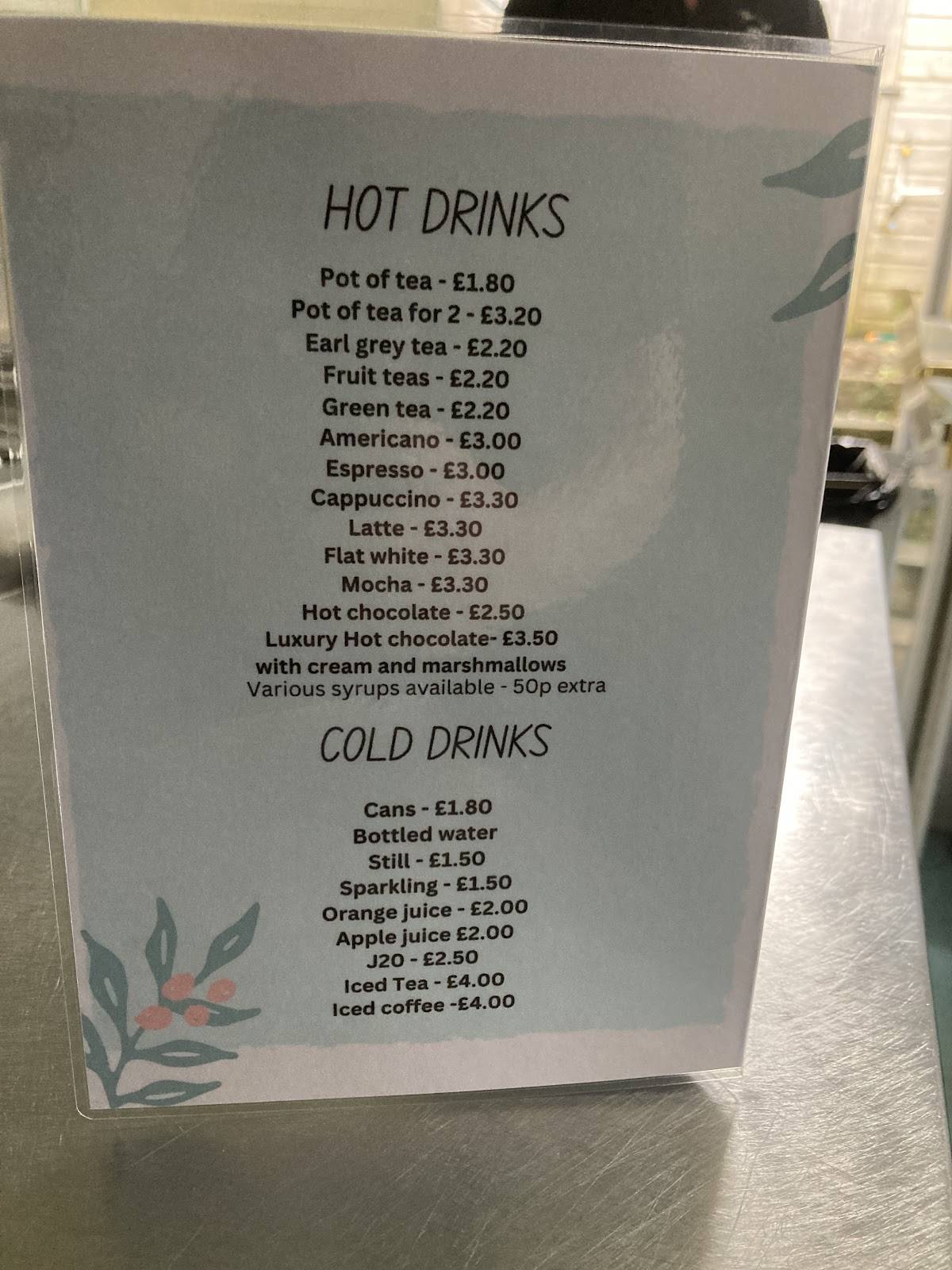 Menu at The Ark cafe, Kippford