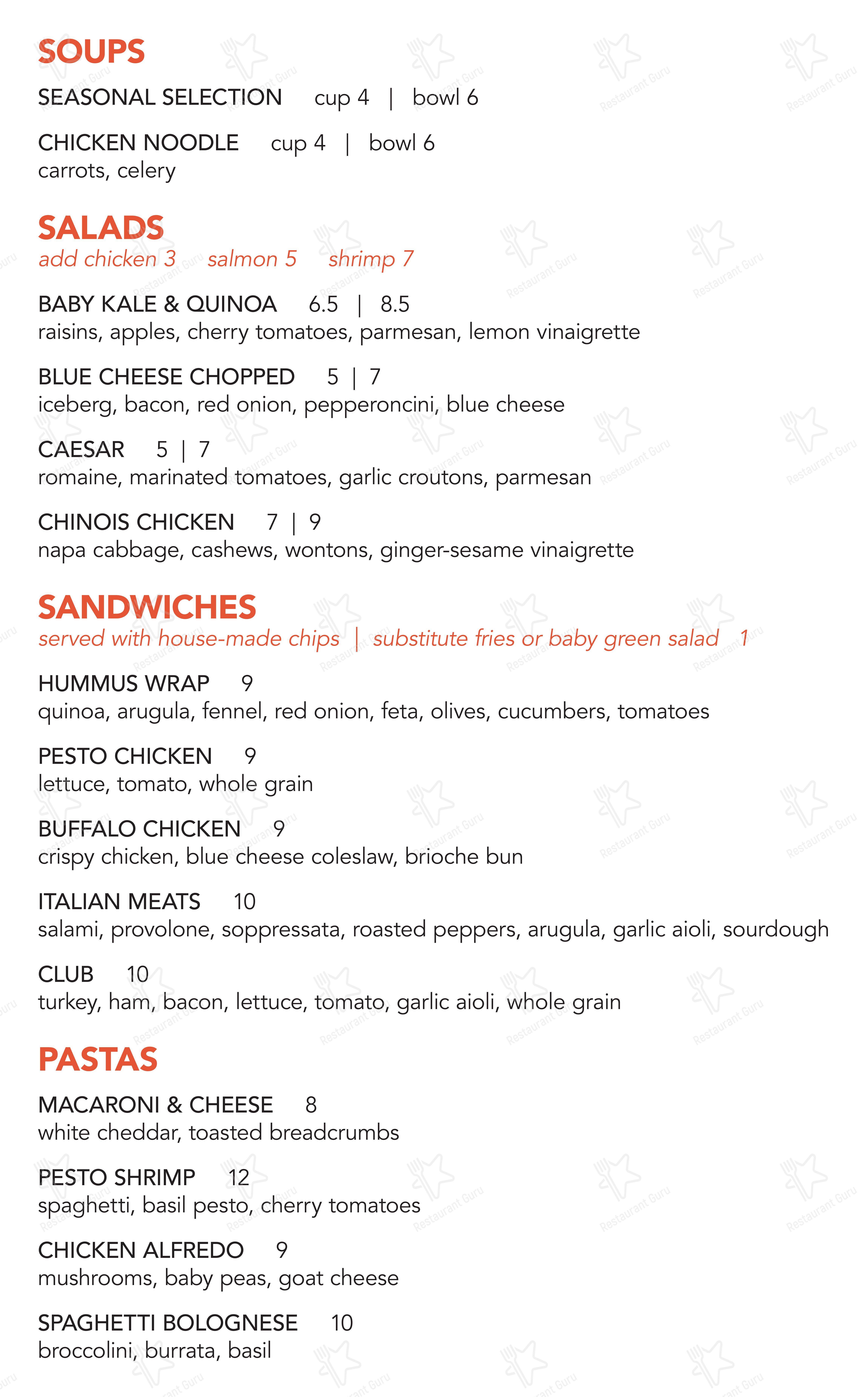 Menu at The Atrium Cafeteria, University Hospitals, Cleveland