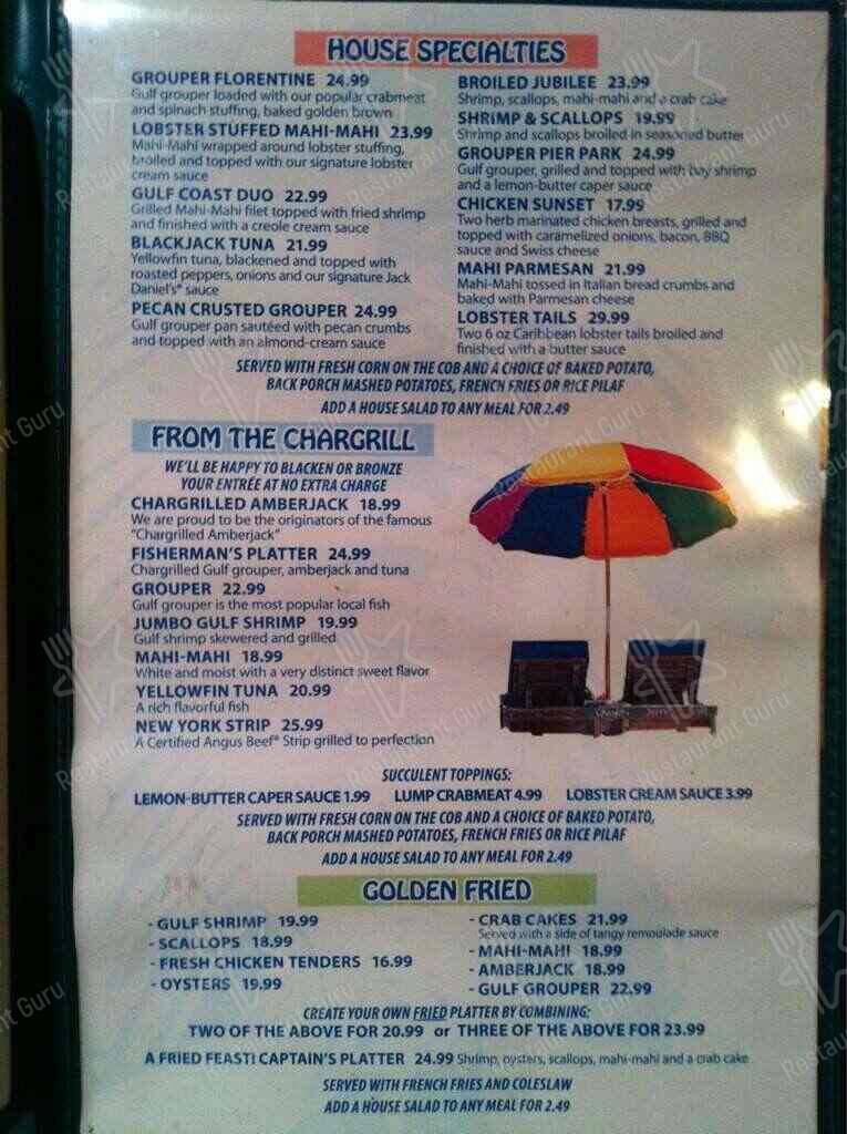 Menu at The Back Porch Seafood & Oyster House restaurant, Panama City ...
