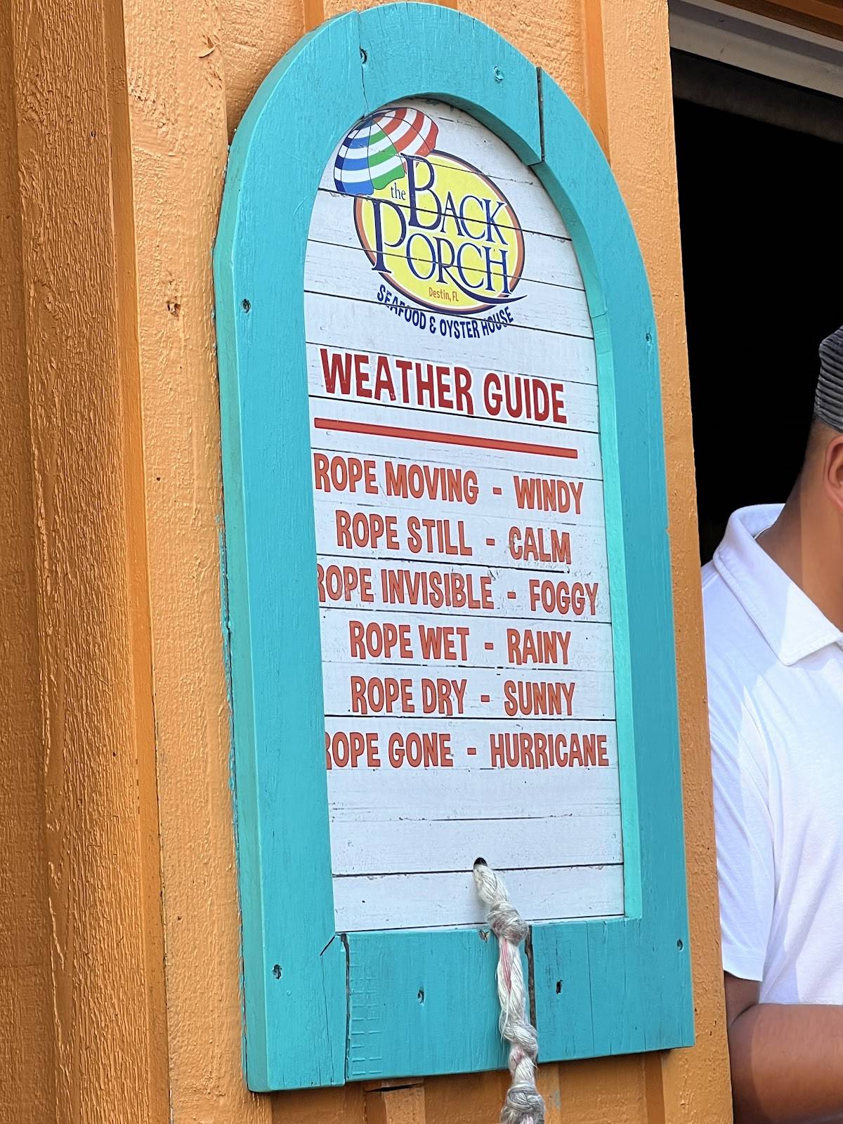 Menu at The Back Porch restaurant, Destin