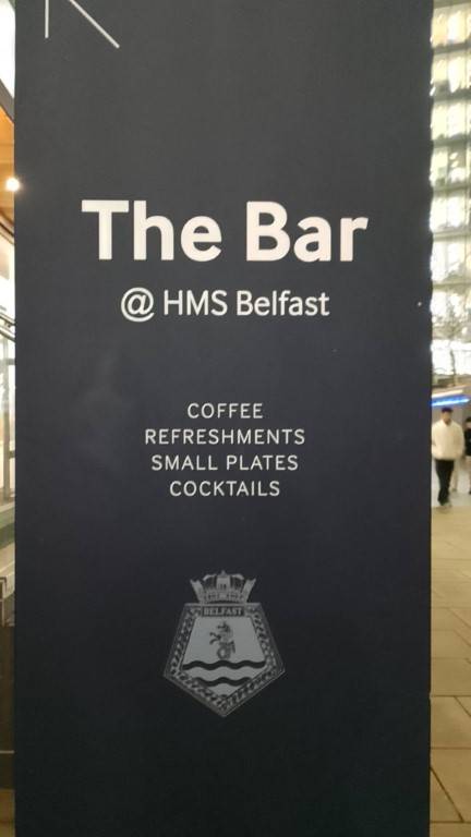 Menu at The Bar - HMS Belfast, London