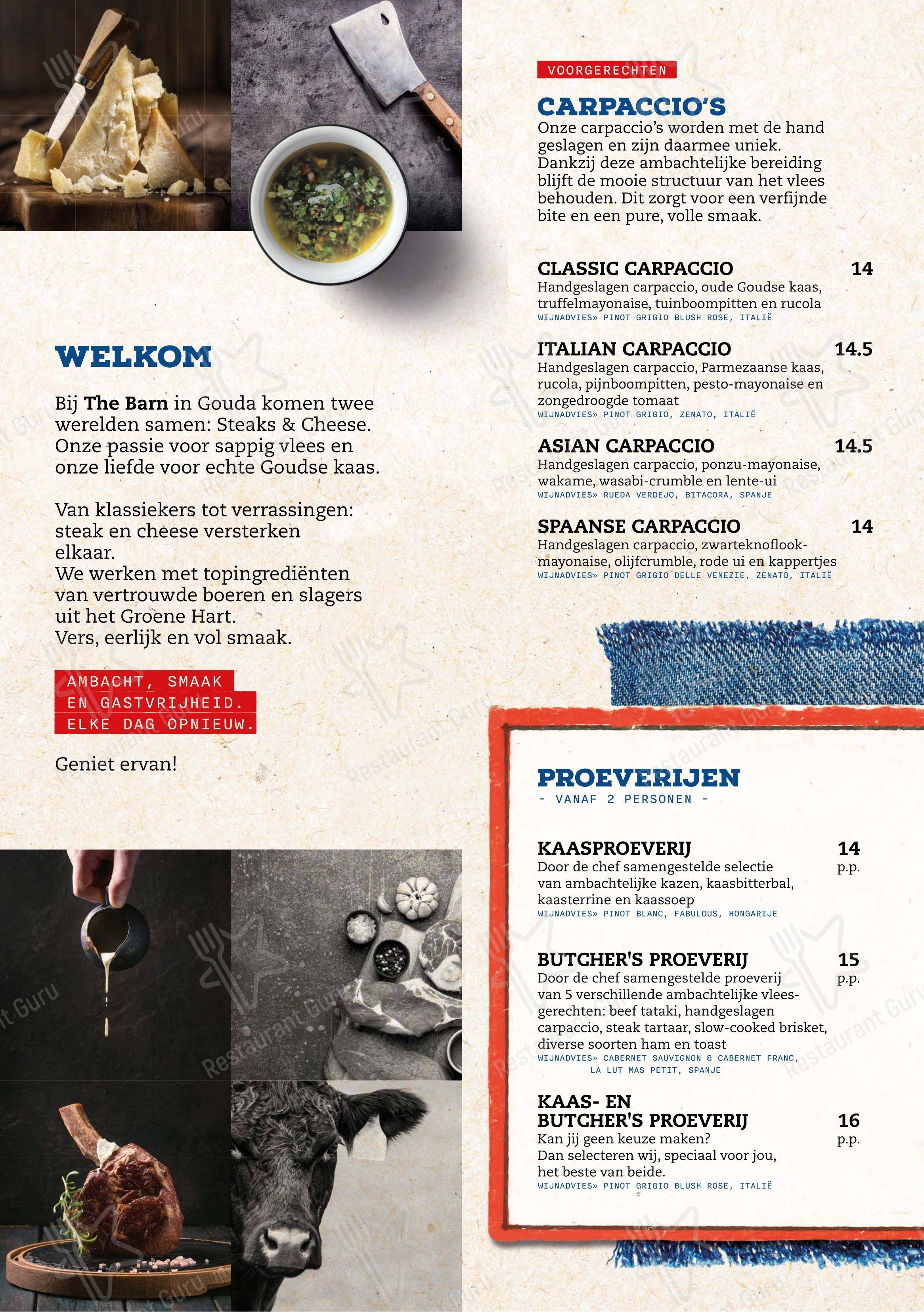 Menu at The Barn, Gouda