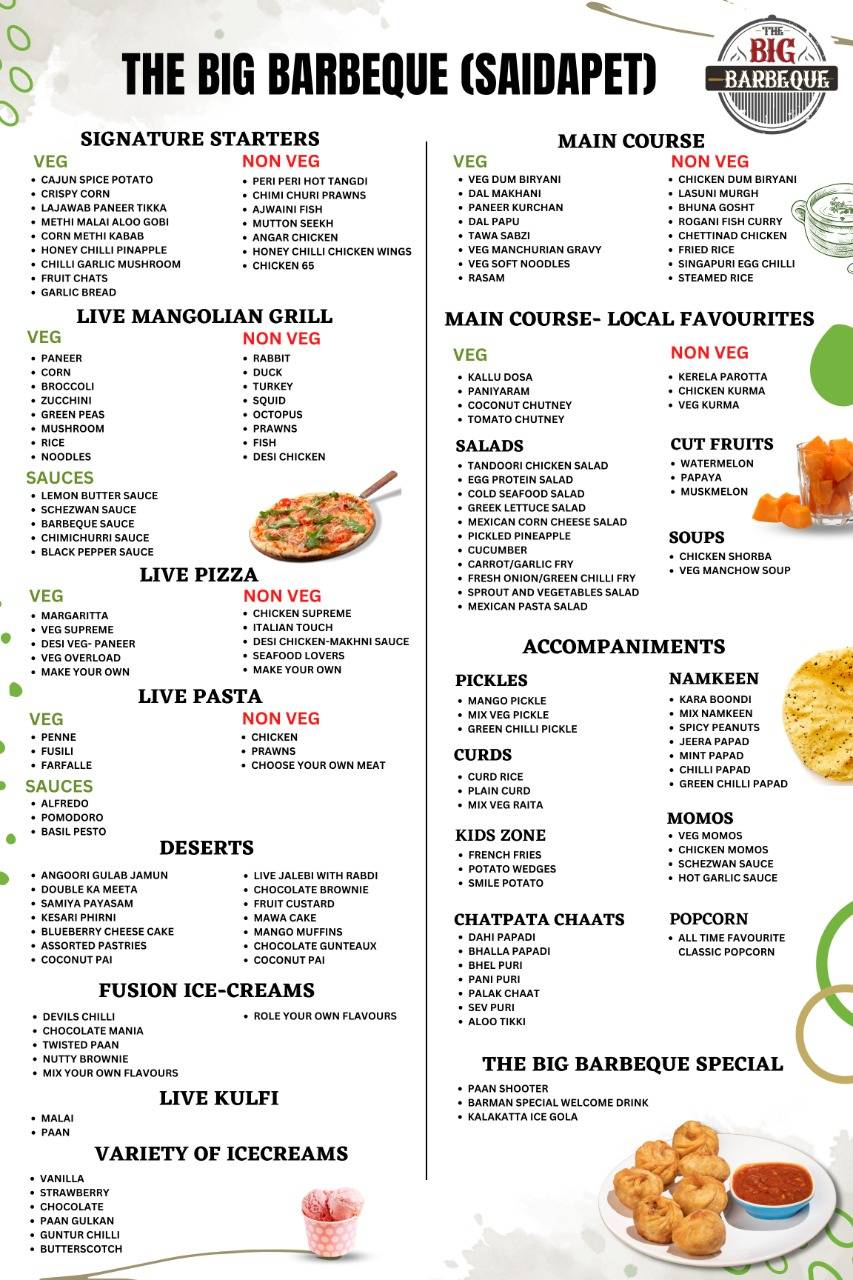 Menu at The Big Barbeque - Buffet - Chennai - Saidapet - Little Mount ...