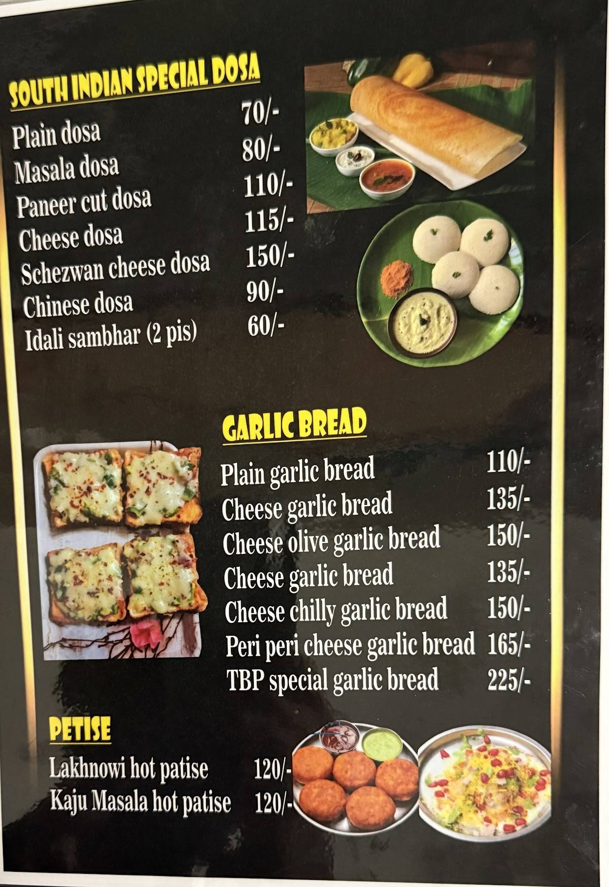 Menu at The Black Pearl Cafe Bar, Khandwa