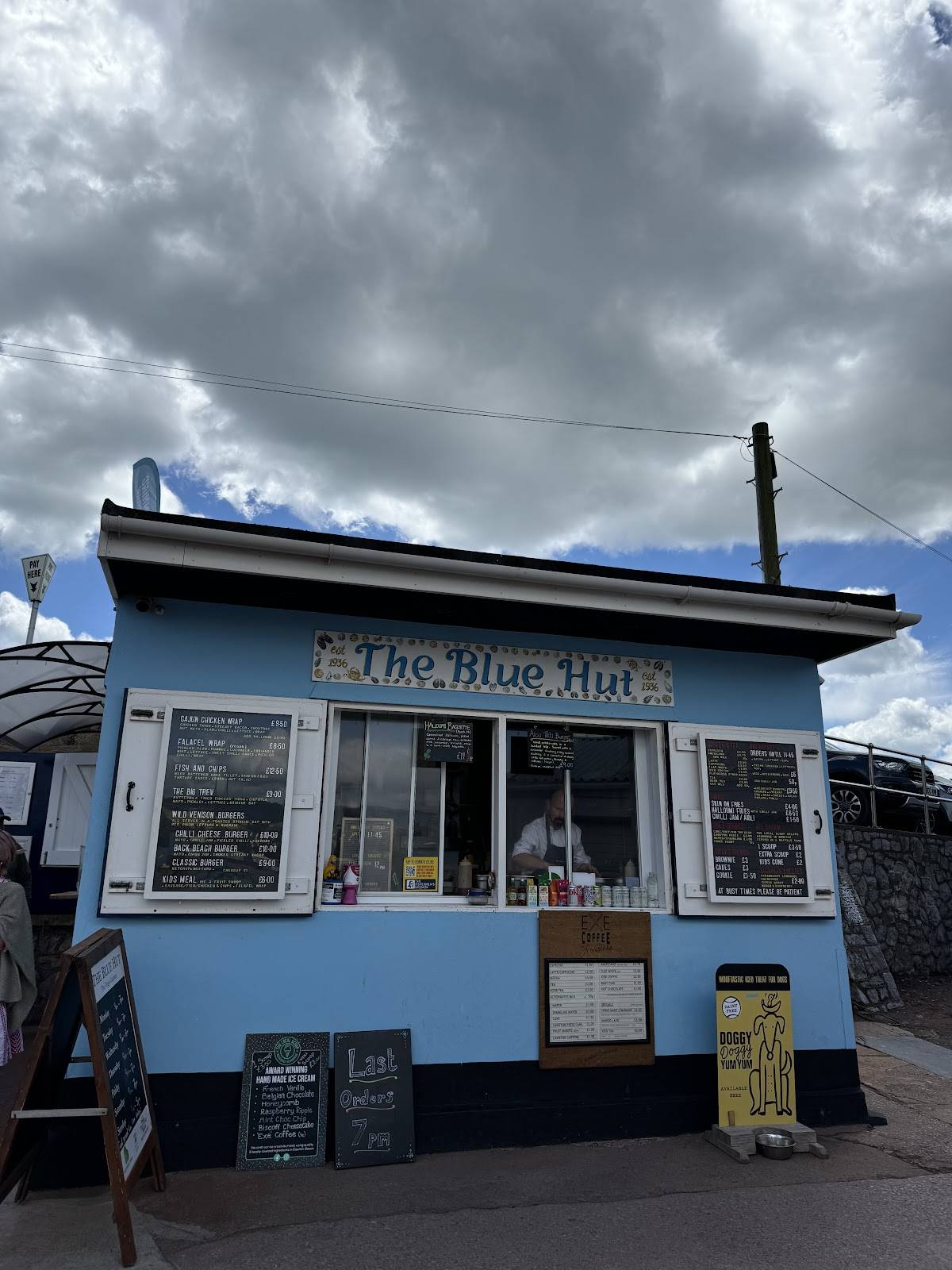 Menu at The Blue Hut restaurant, Teignmouth