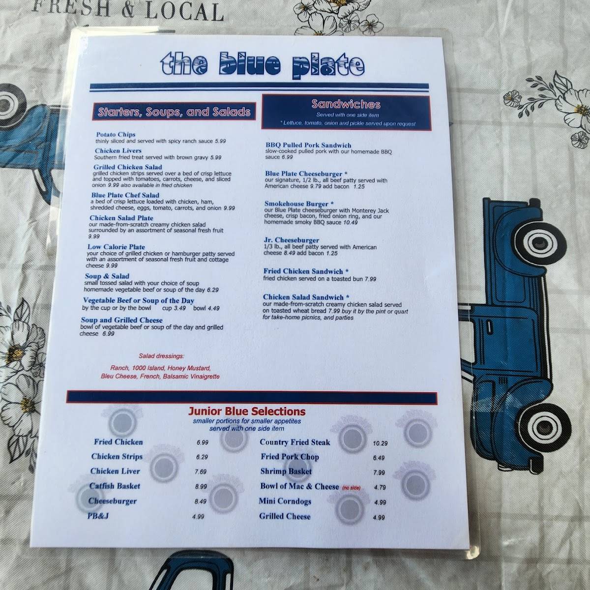 Menu at The Blue Plate - West restaurant, Dothan, W Main St Ste 300