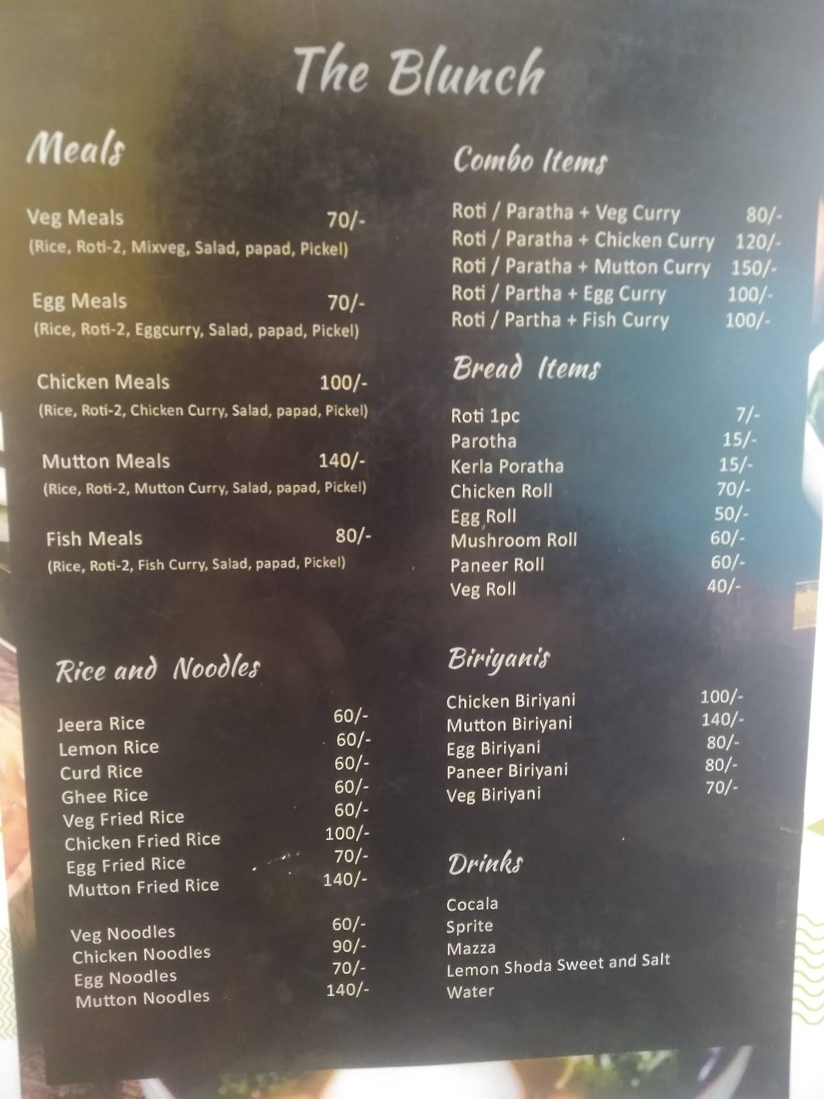 Menu at The Blunch, Bengaluru
