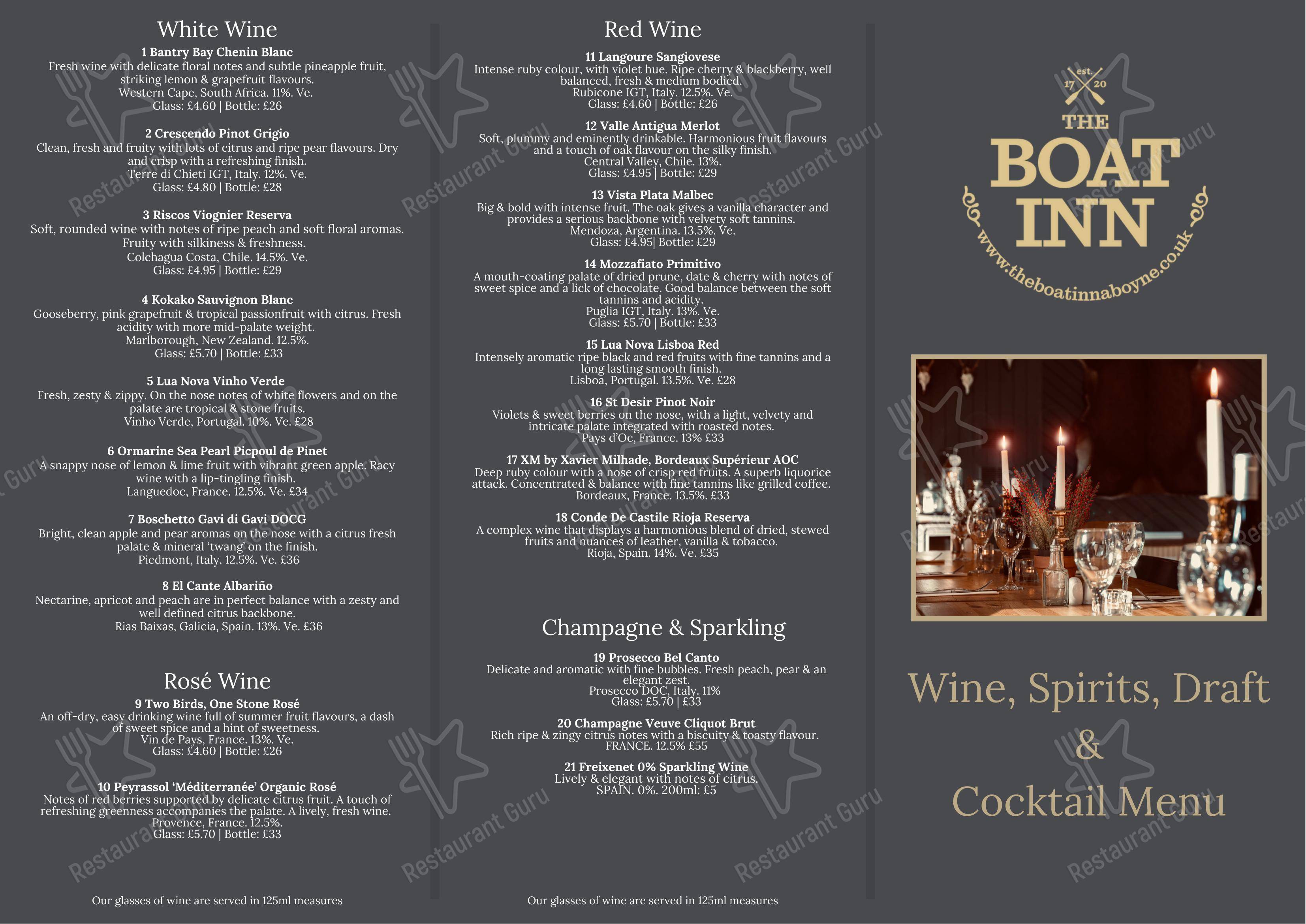 Menu at The Boat Inn restaurant, Aboyne