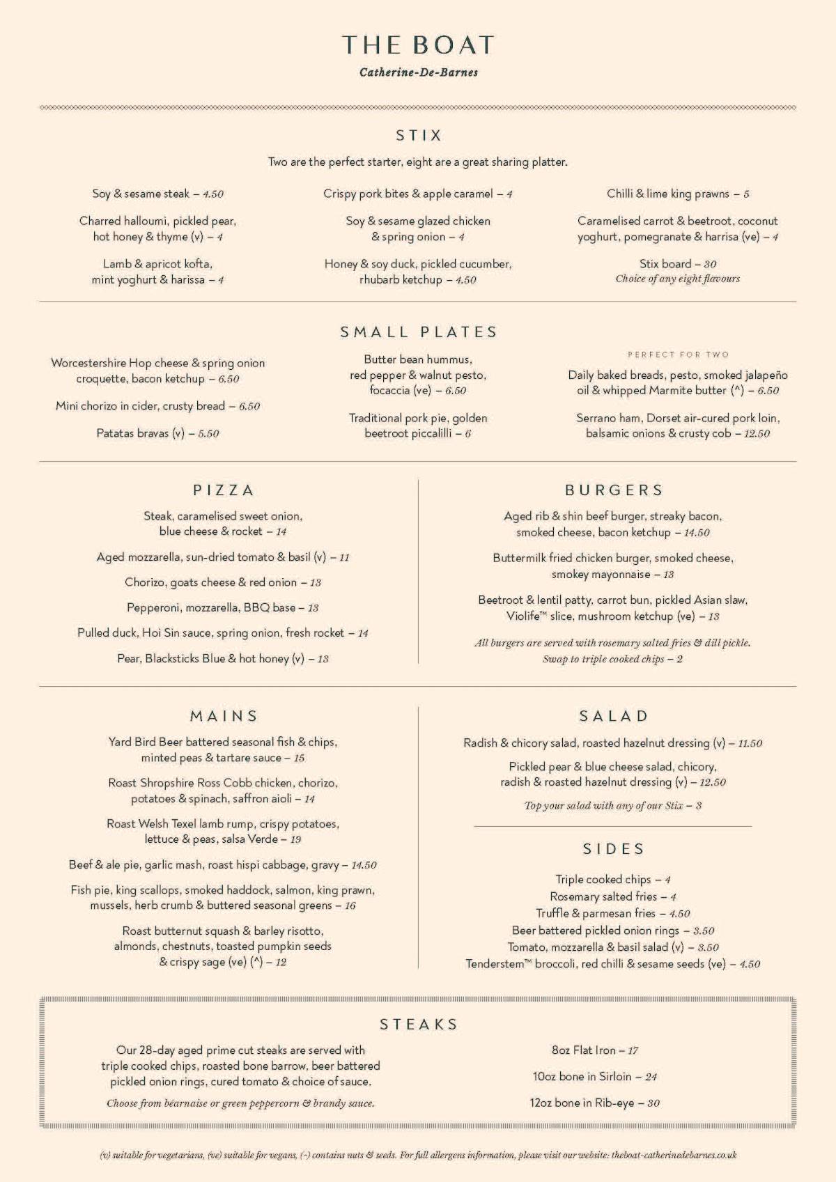 Menu at The Boat pub & bar, Solihull