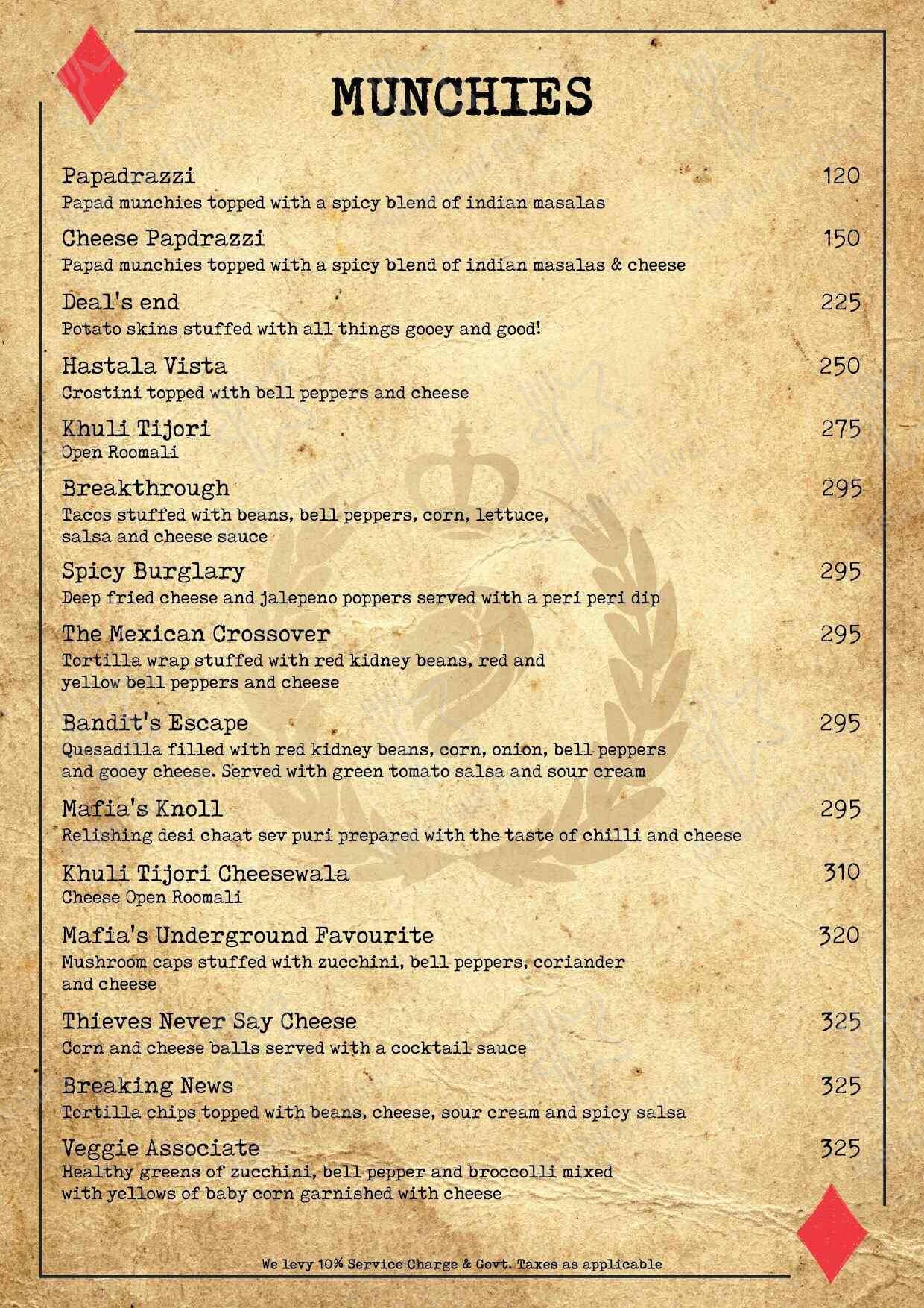 Menu at The Bombay Cartel, Mumbai, Level 2
