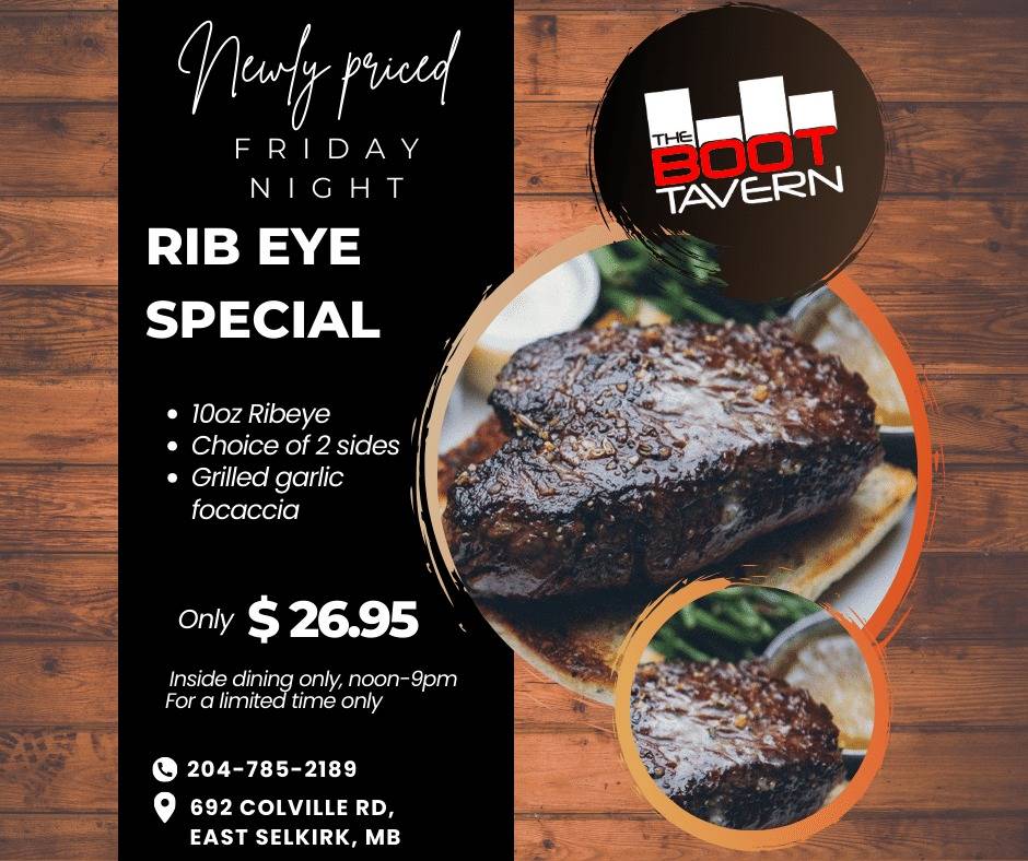 Menu at The Boot Tavern pub & bar, East Selkirk