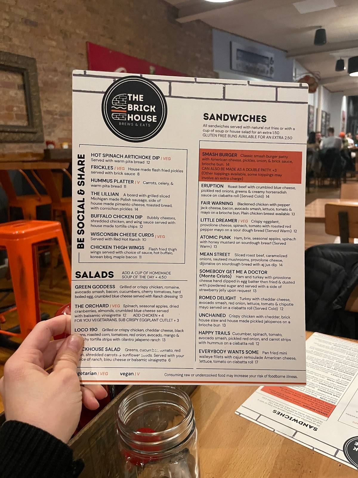 Menu at The Brick House restaurant, Benton Harbor