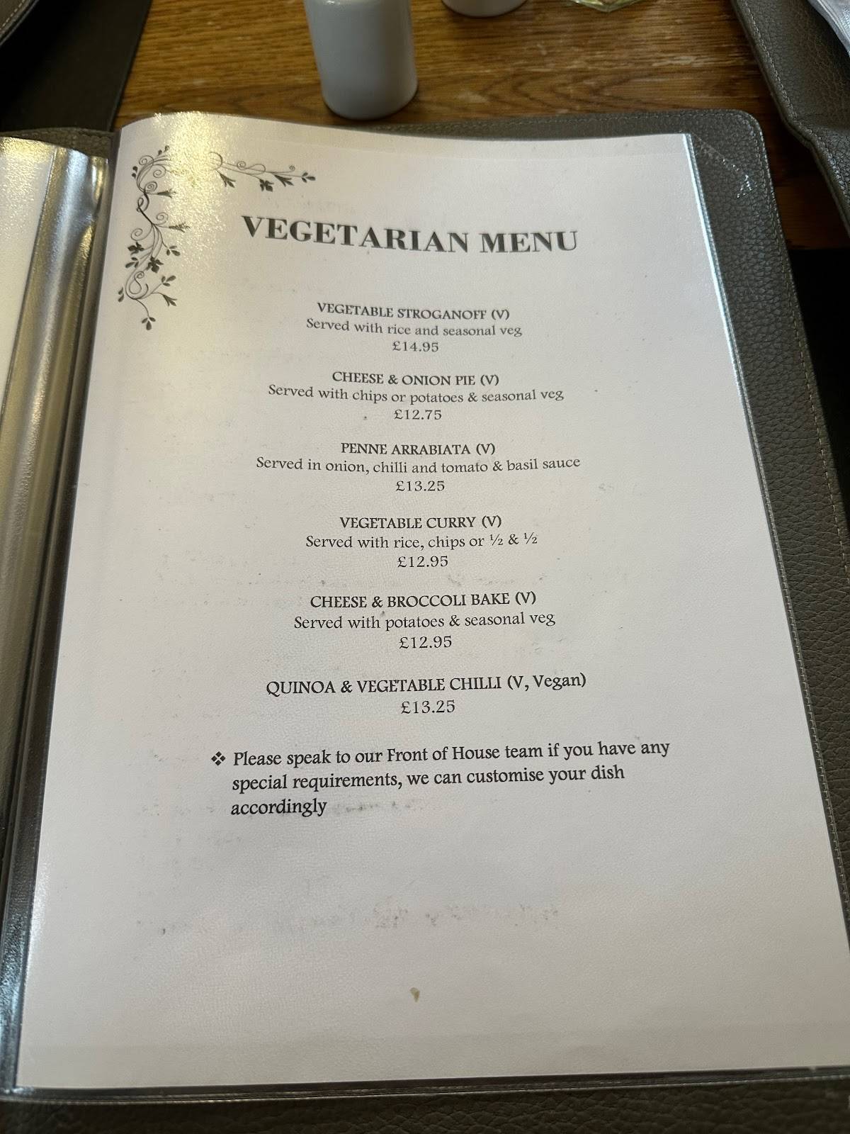 Menu at The Briery restaurant, Workington