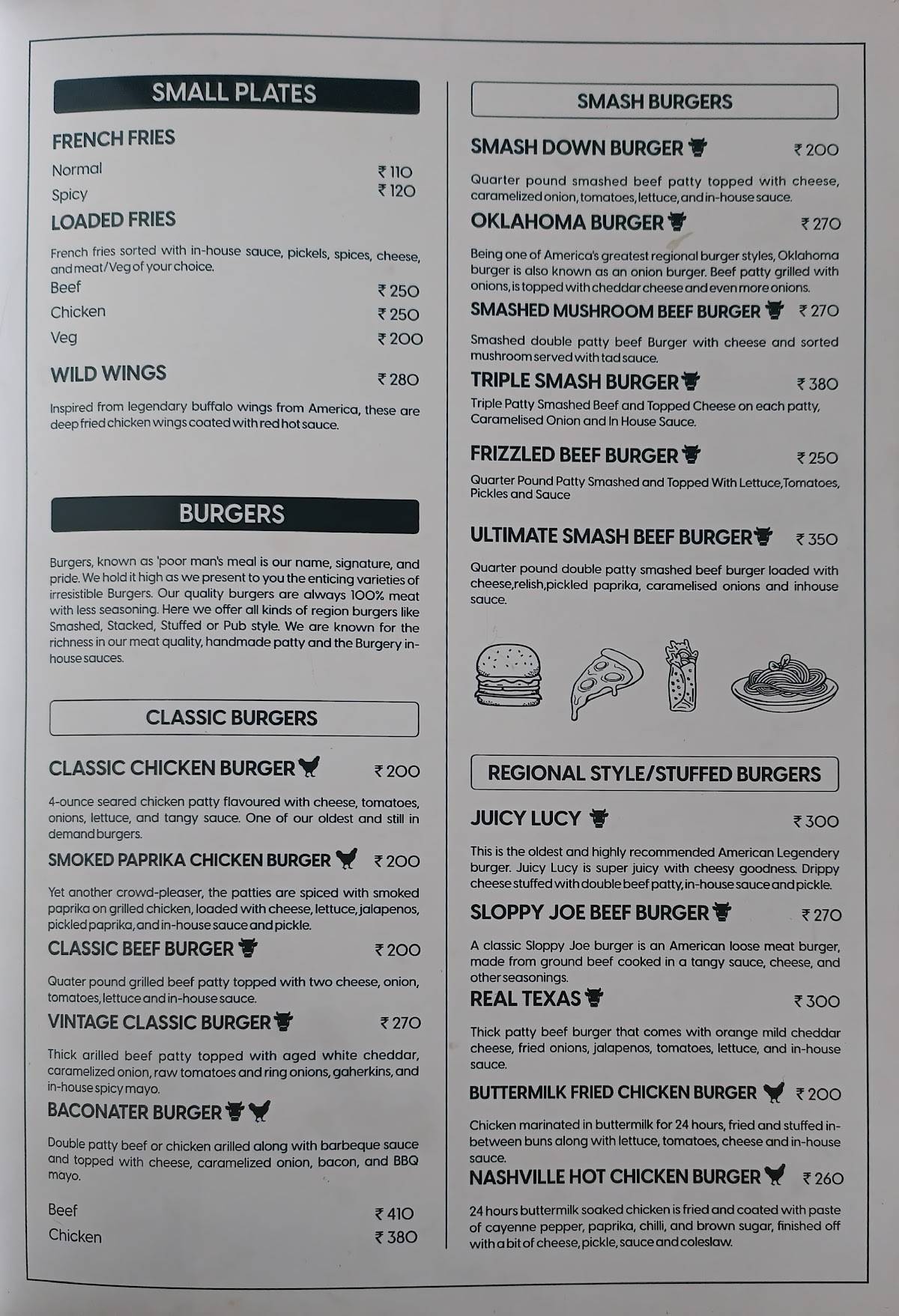 Menu at The Burgery In, Kodungallur