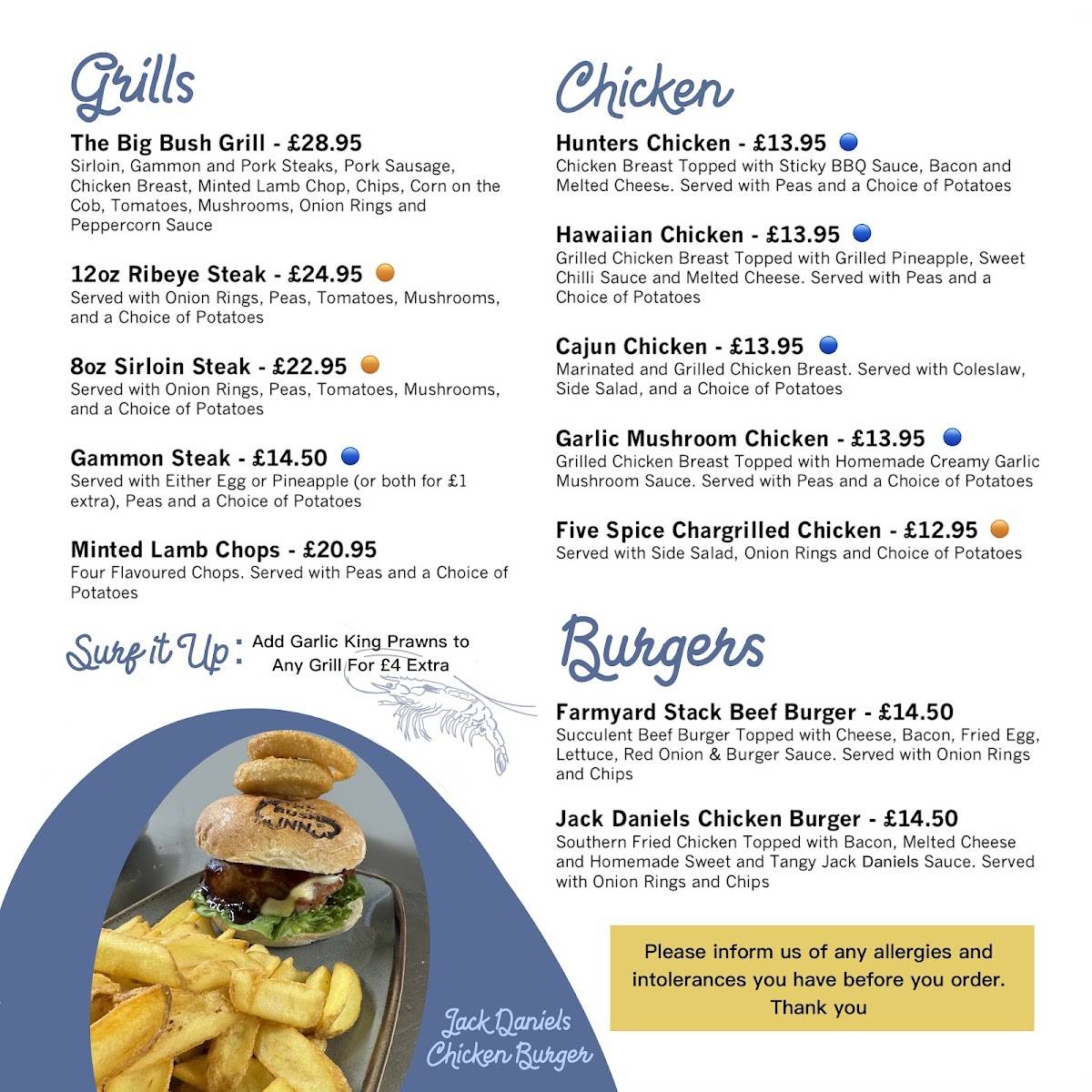 Menu at The Bush Inn pub & bar, Robeston Wathen, B4314