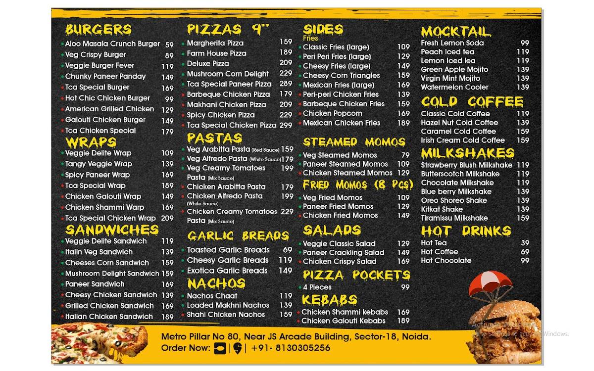 Menu at The Cafe artist, Noida