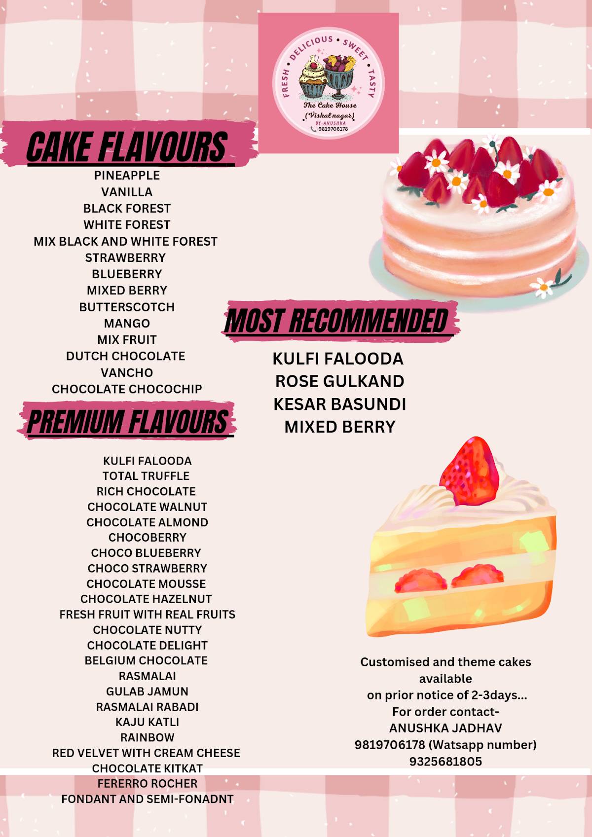 Menu at The Cake house (vishal nagar), Pune, Wakad - Nashik Phata BRTS Rd