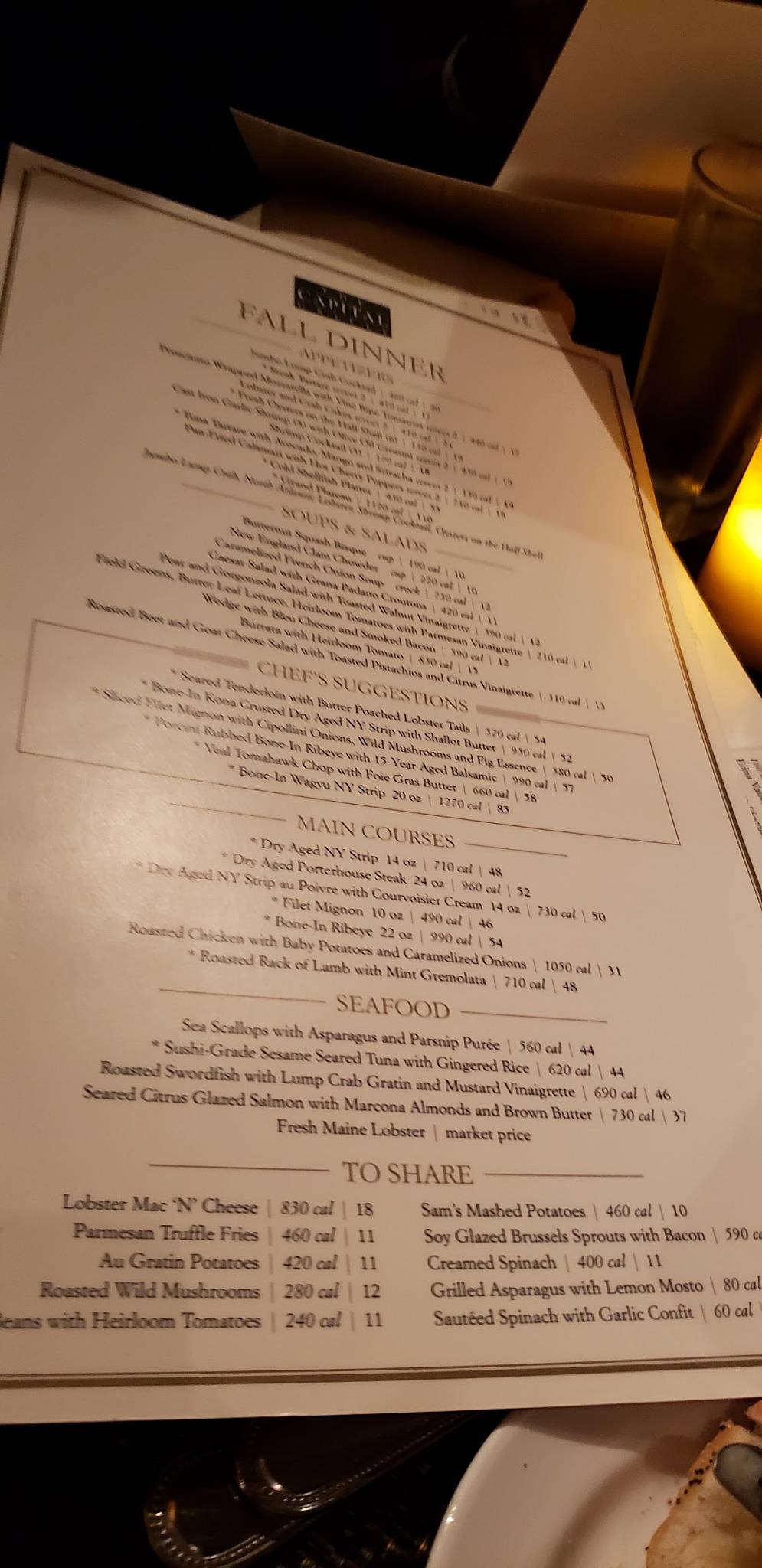 Menu at The Capital Grille pub & bar, Austin