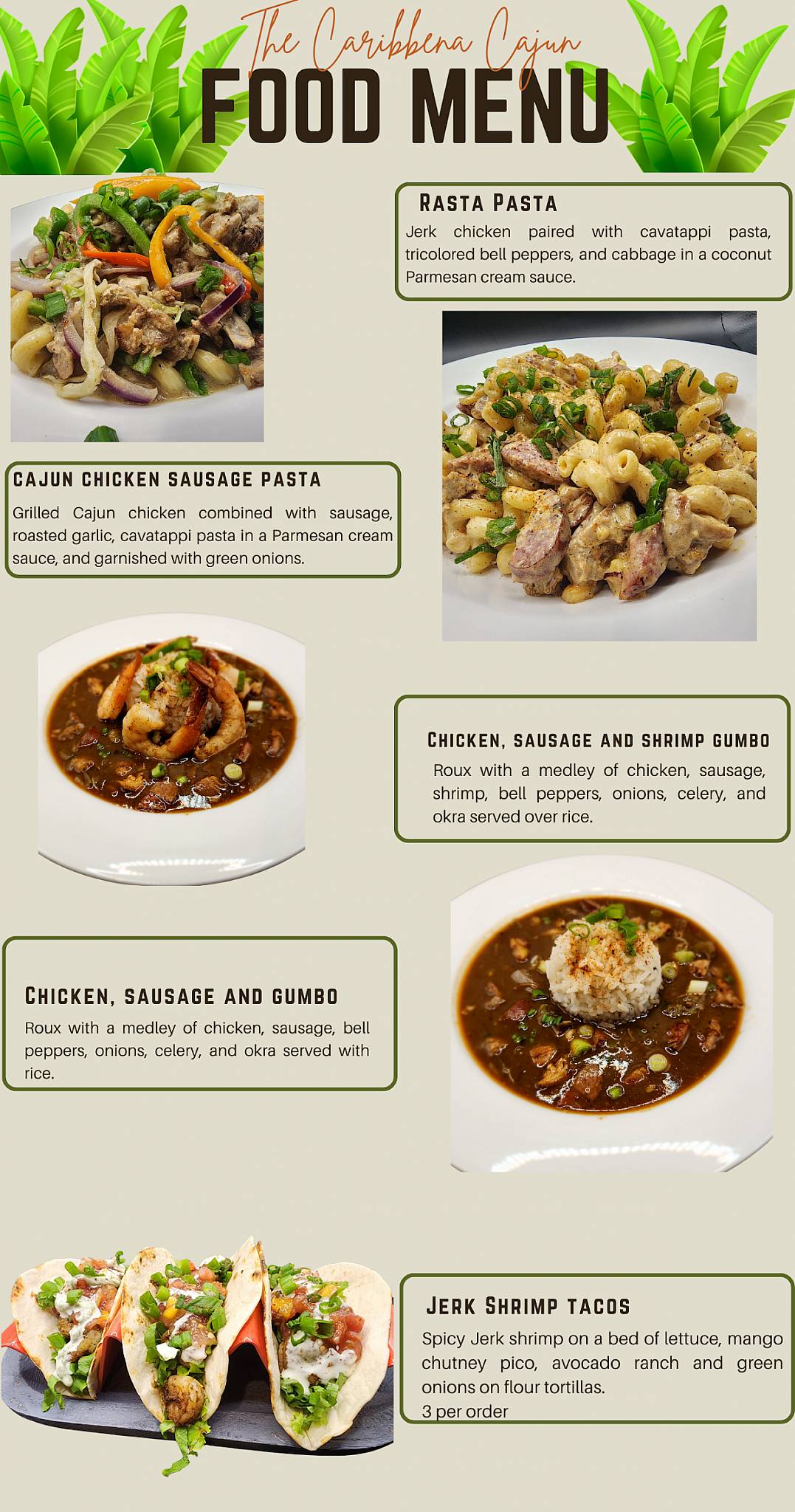 Menu at The Caribbean Cajun restaurant, Farmers Branch