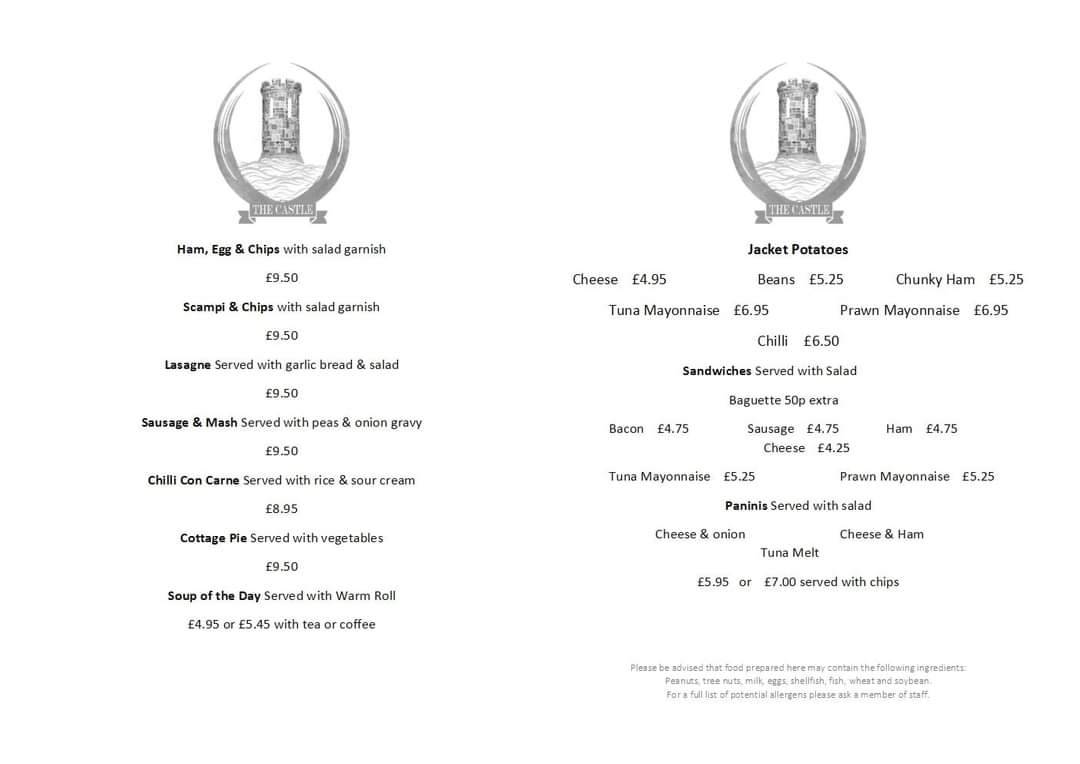 Menu at The Castle Inn pub & bar, Faversham