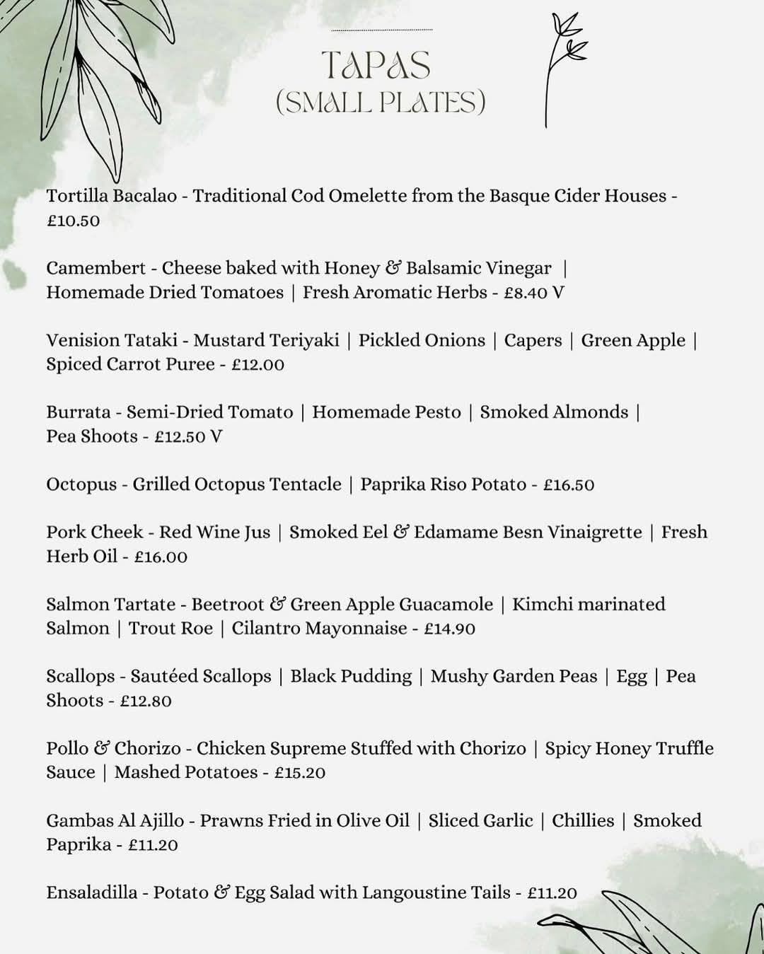 Menu at The Cellar at 24 restaurant, Anstruther