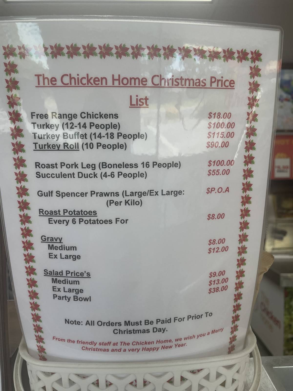 Menu at The Chicken Home fast food, Modbury North