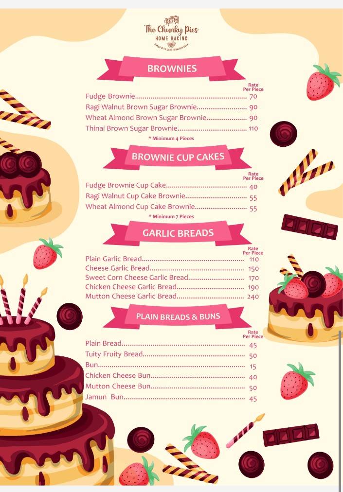 Menu at The Chunky Pies, Chennai